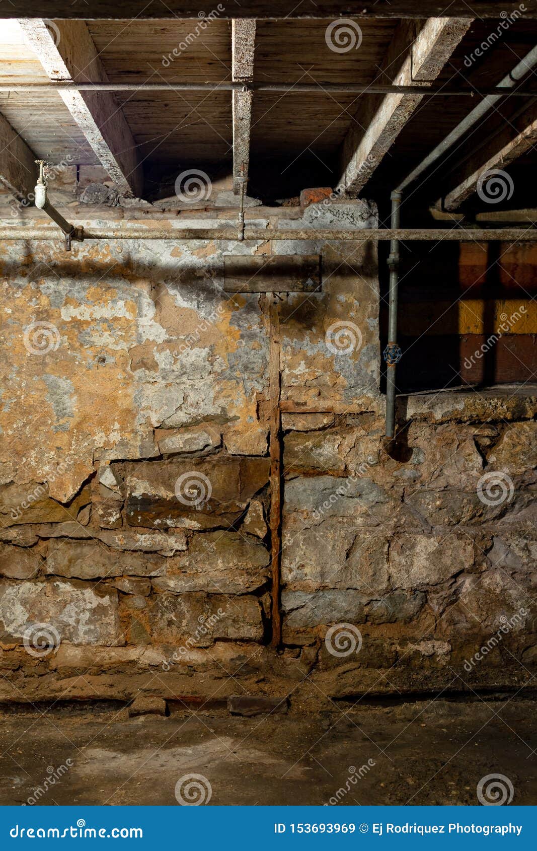 Grungy warehouse basement stock image. Image of concrete - 153693969