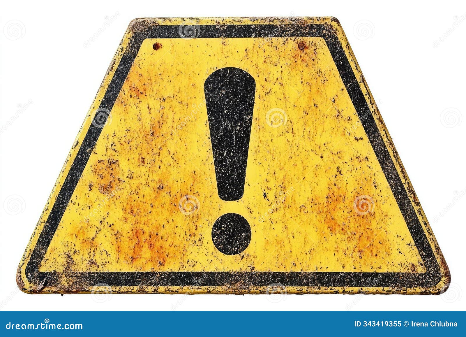 Grungy Yellow Warning Sign Showing an Exclamation Mark on White ...