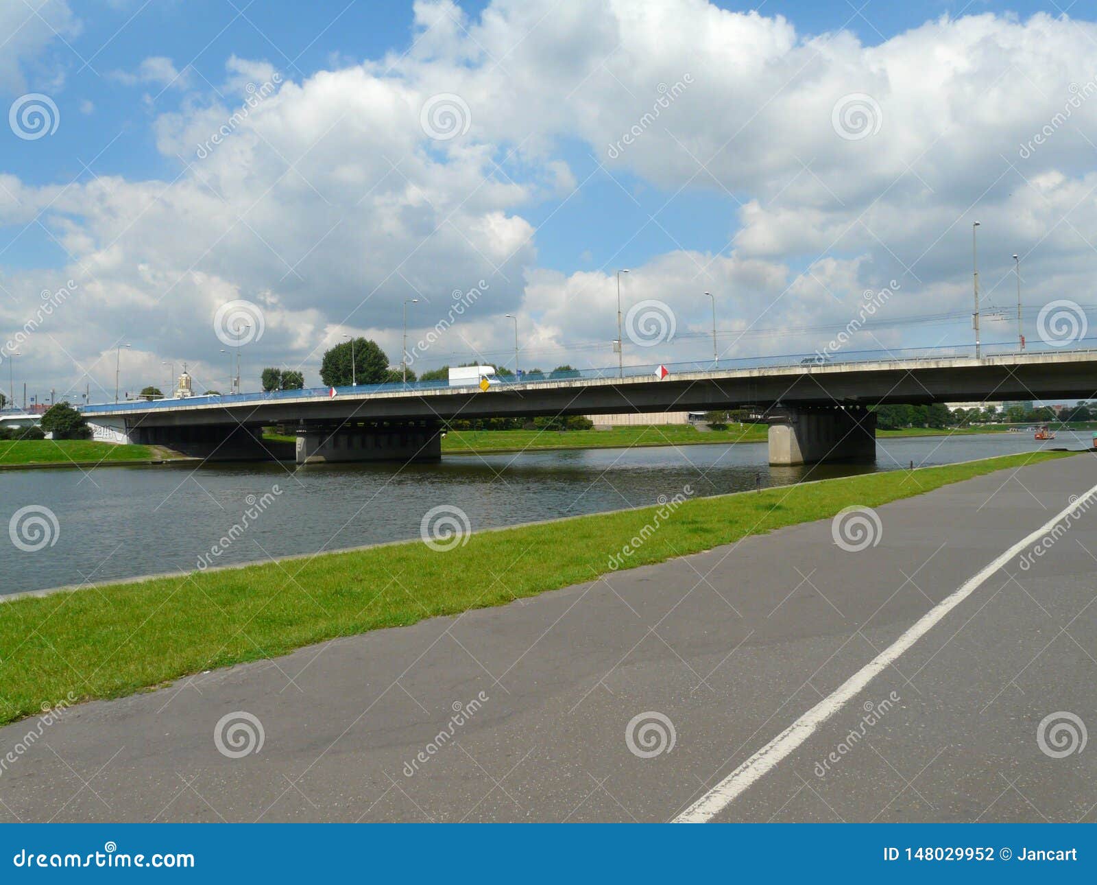 KRAKOW,POLAND-Grunwaldzki Bridge Over the Wisla River Stock Photo ...