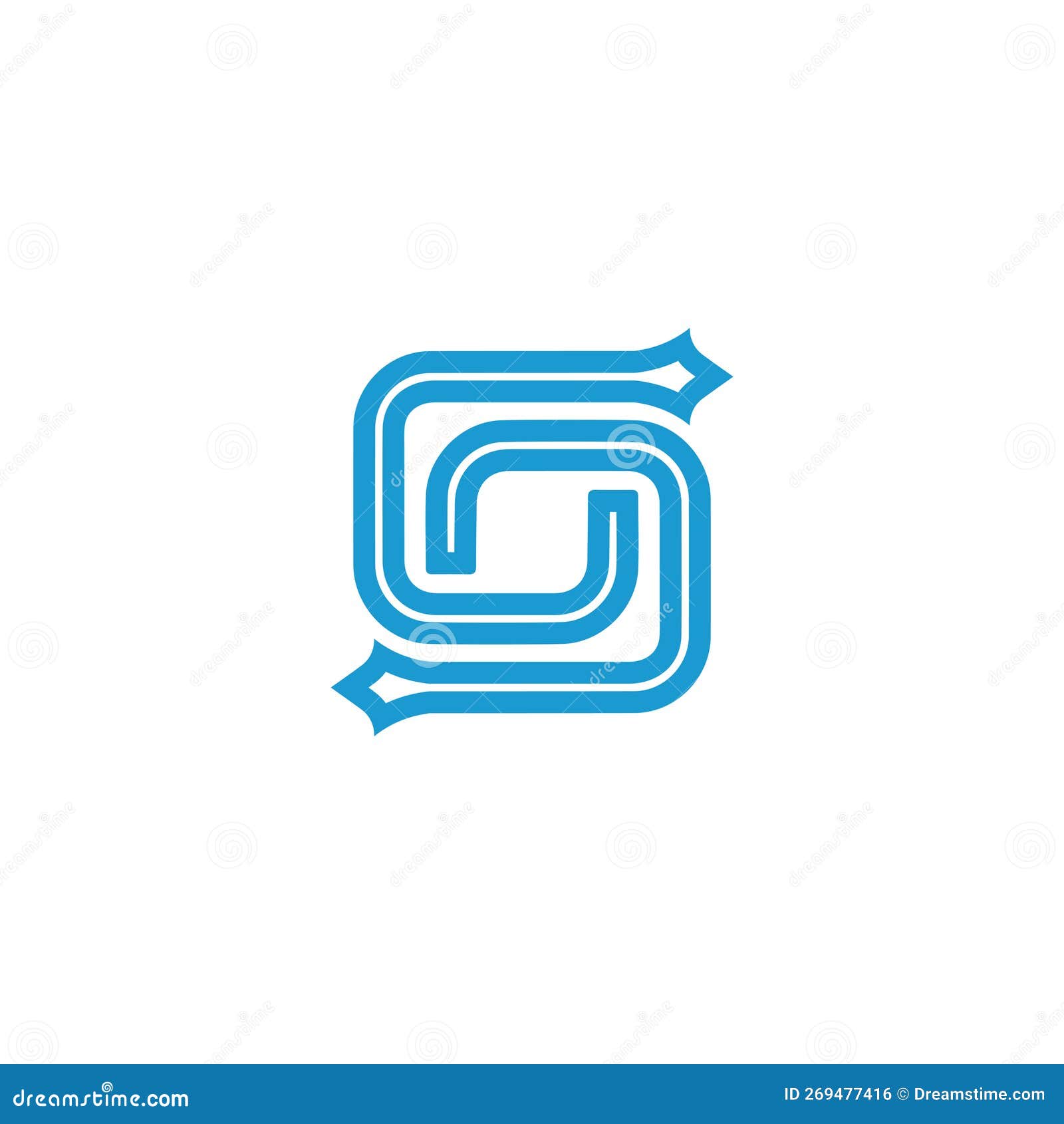 Logo Simple Square Curvy Blue Color Icon Design, Graphic, Minimalist ...