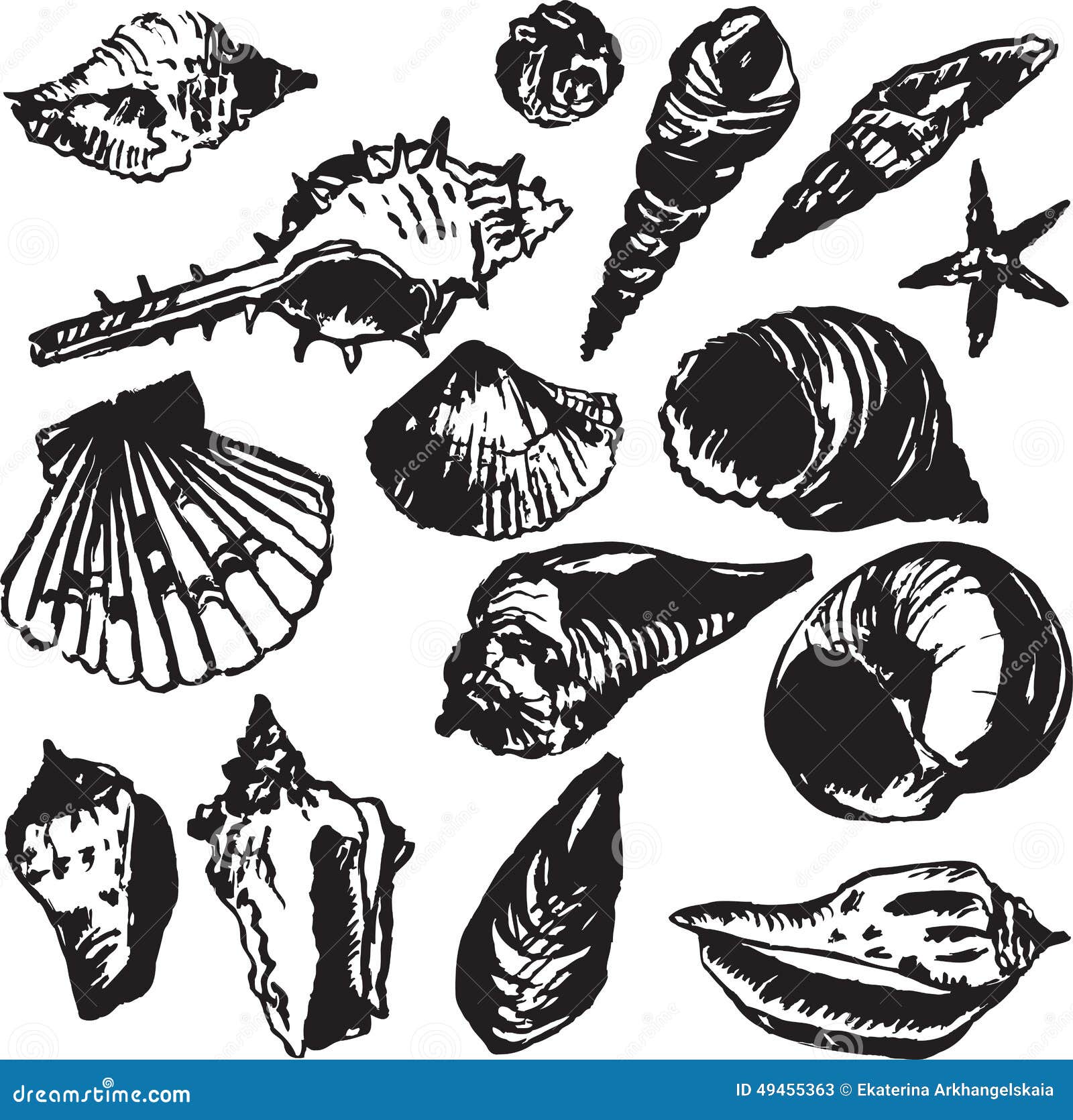Grupo Da Lápis Shell Do Desenho Ilustração do Vetor - Ilustração de ...