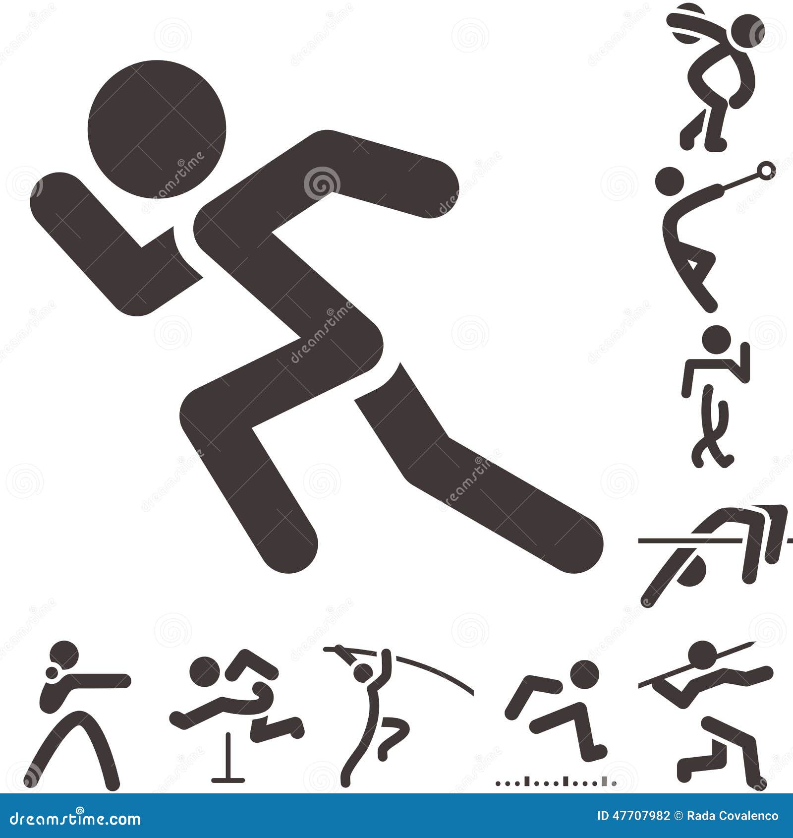 Grupo De ícones Do Atletismo Ilustração do Vetor - Ilustração de longo ...