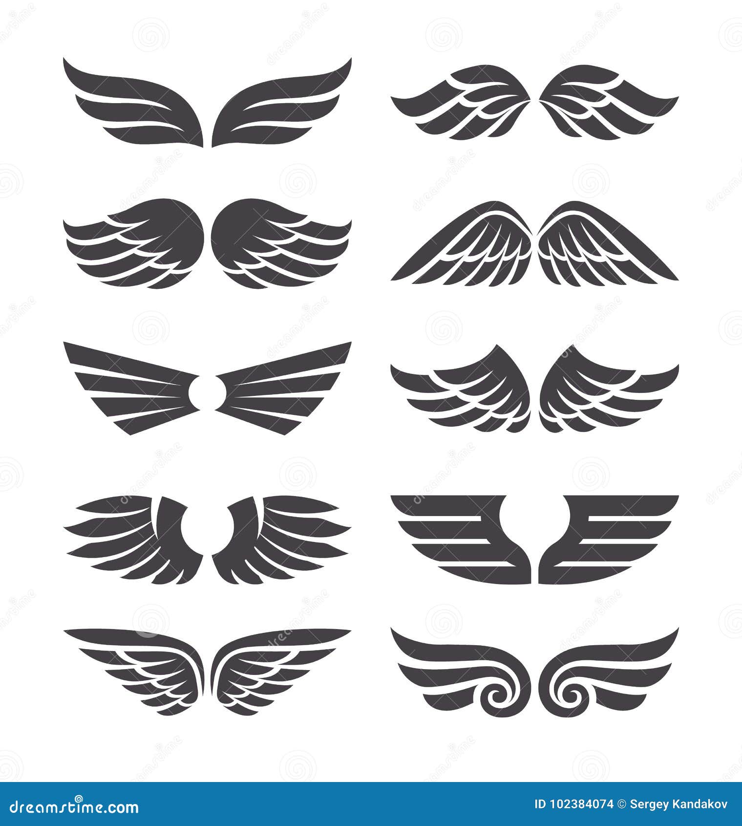 Grupo de asas do vetor ilustração do vetor. Ilustração de projeto ...