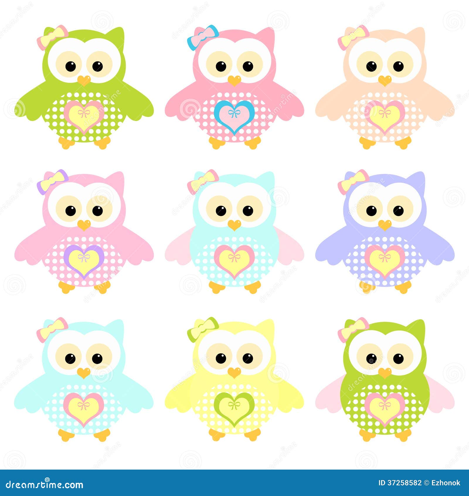 Grupo de coruja colorida foto de stock. Ilustração de curva - 37258582