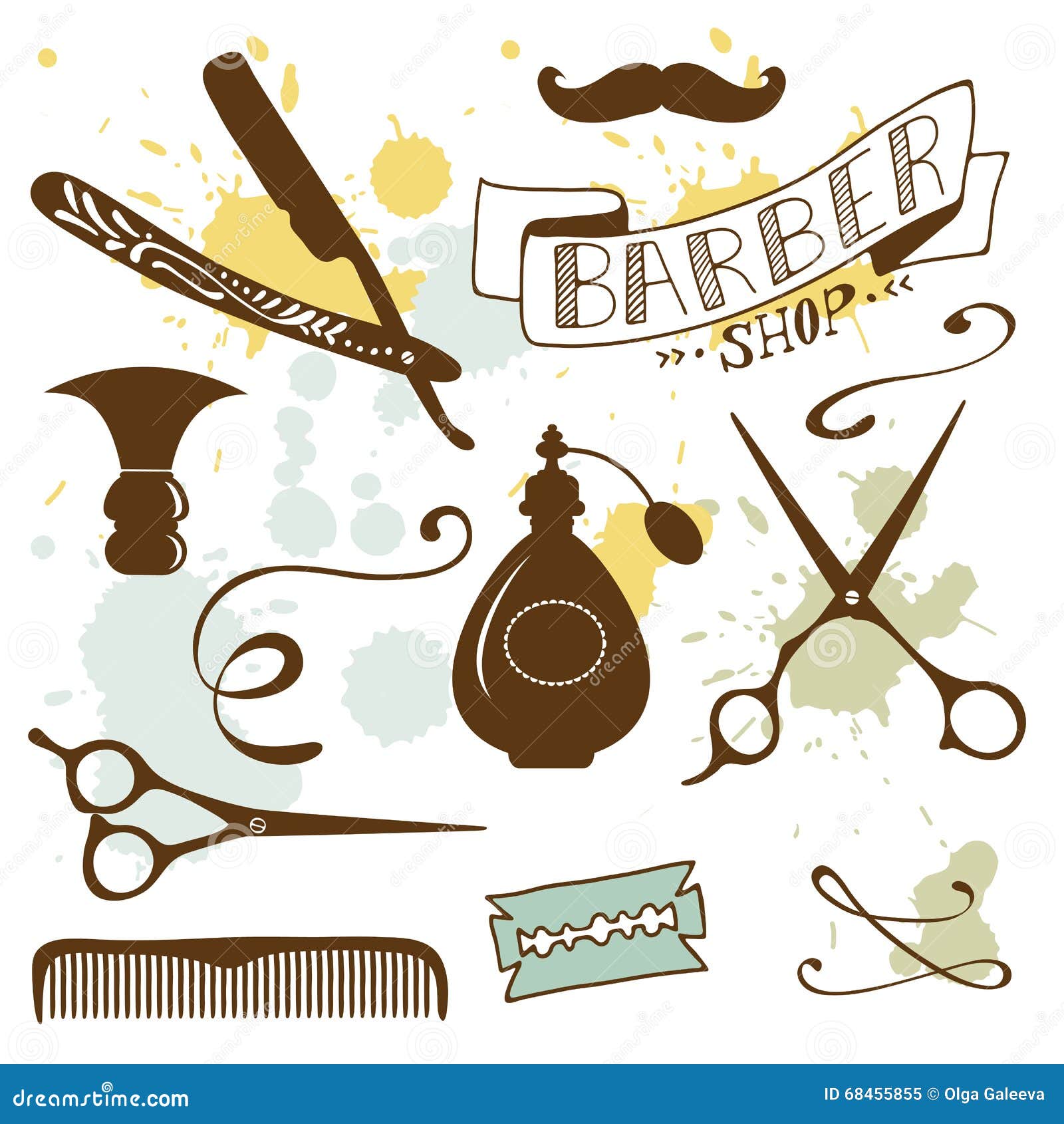 Grupo De Elementos Da Barbearia E Do Cabeleireiro Do Vintage Ilustração ...