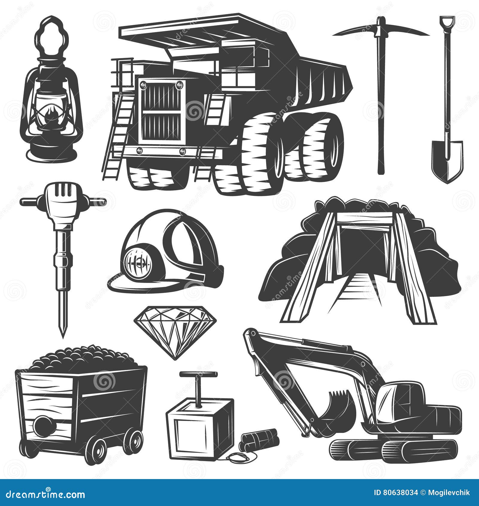 Grupo De Elementos Do Setor Mineiro Ilustração do Vetor - Ilustração de ...