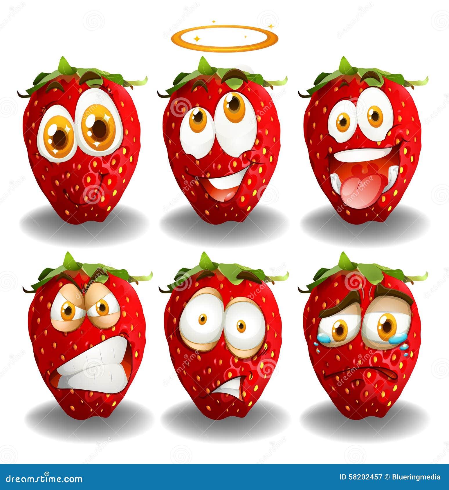 Grupo De Emoticon Das Morangos Ilustração do Vetor - Ilustração de ...