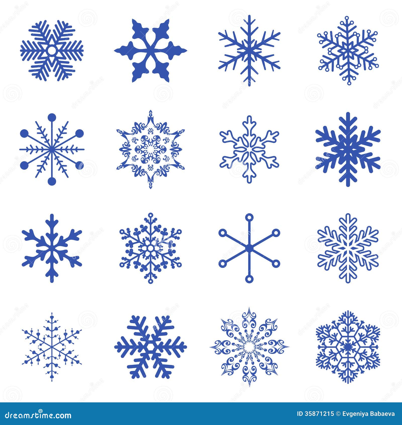 Grupo De Flocos De Neve Simples. Ilustração do Vetor - Ilustração de ...