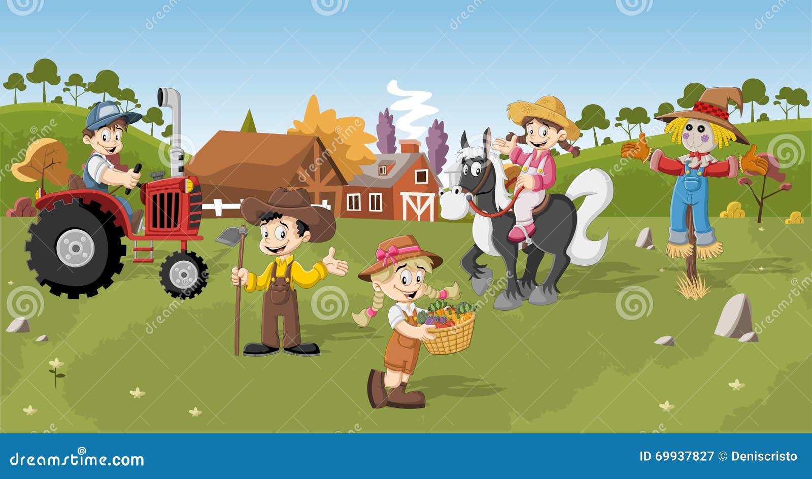 Grupo De Granjeros De La Historieta Ilustración del Vector ...