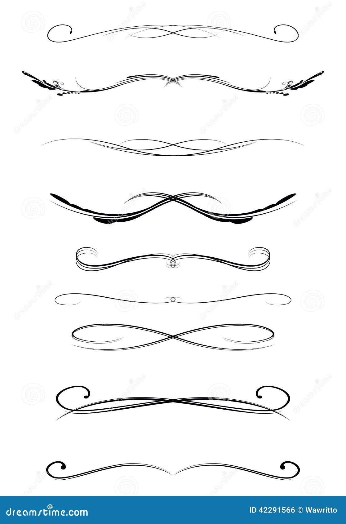 Grupo De Linhas Caligráficas Divisores, Ilustração do Vetor ...