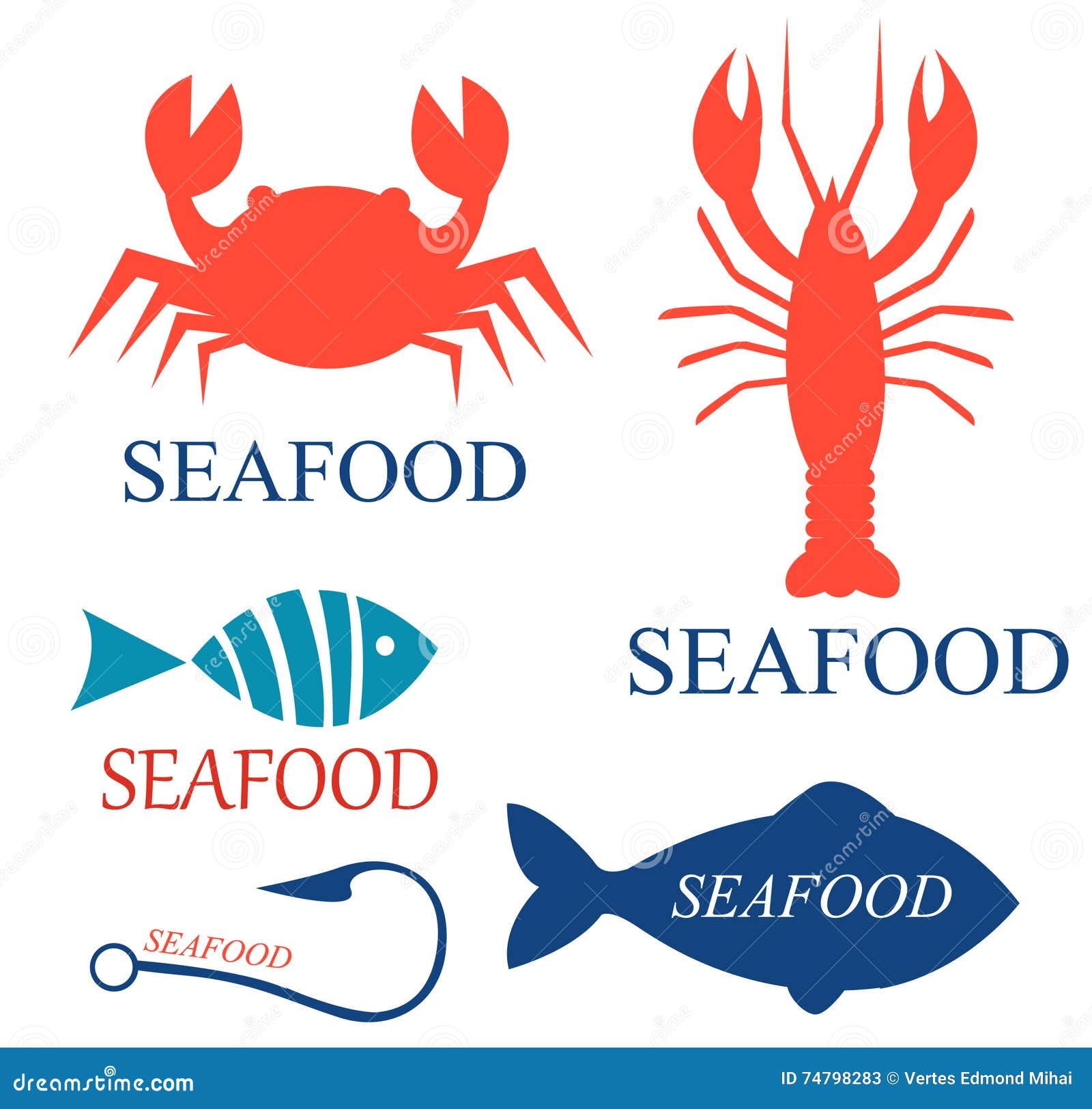 Grupo De Logotipo Do Marisco Ilustração do Vetor - Ilustração de ...