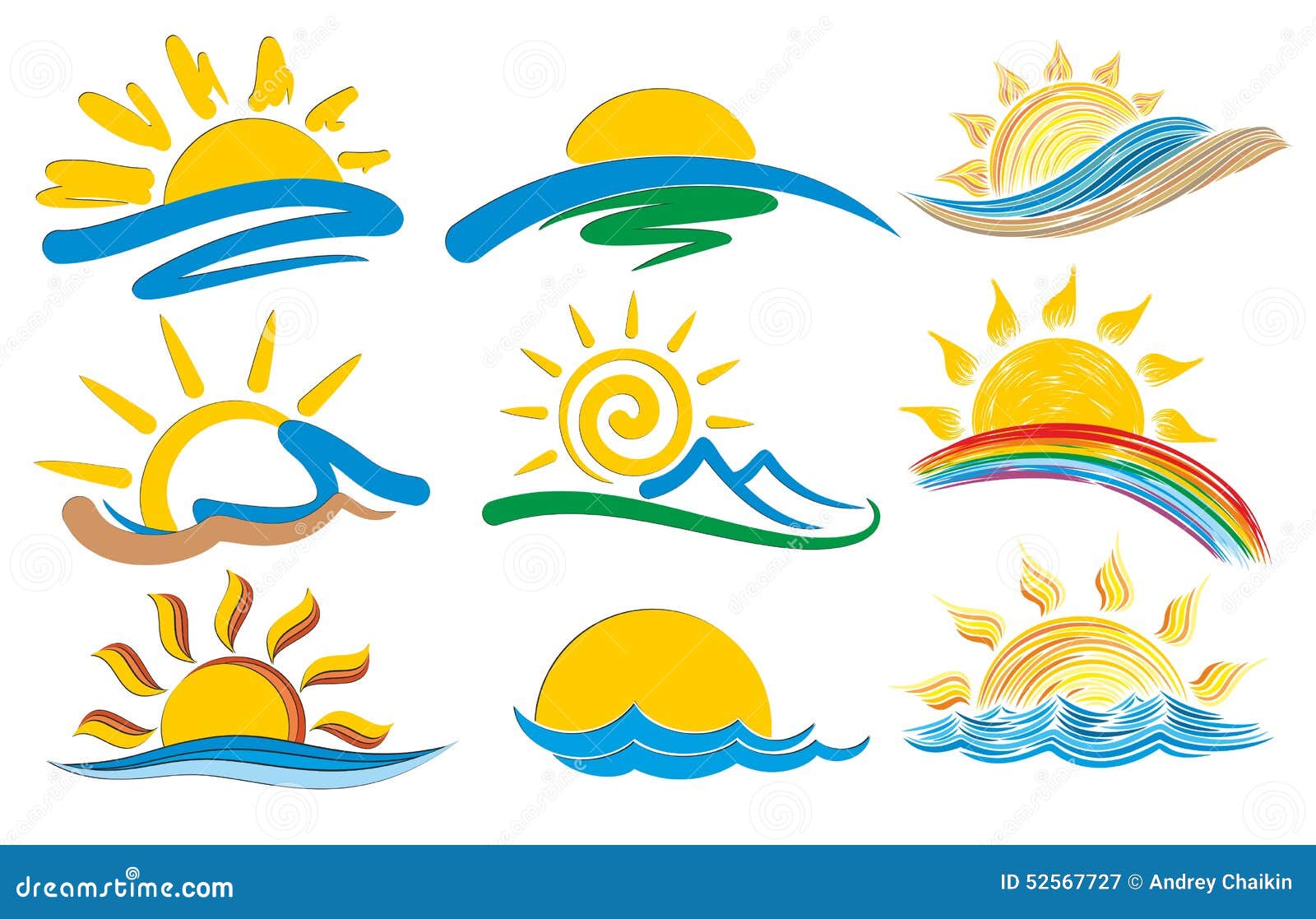 Grupo De Logotipos Com O Sol Ilustração do Vetor - Ilustração de ...