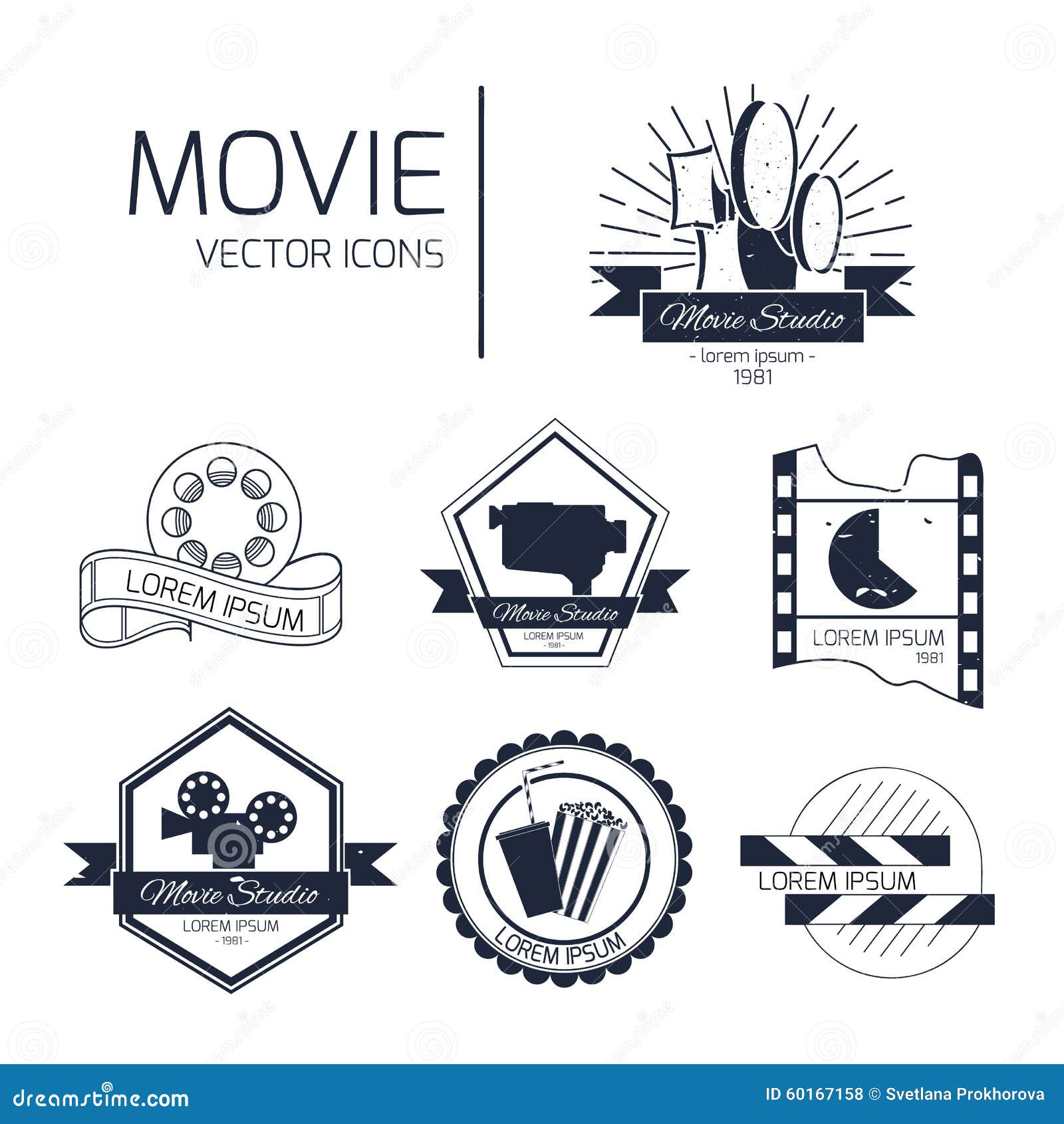 Grupo De Logotipos Do Cinema Do Vetor Ilustração do Vetor - Ilustração ...