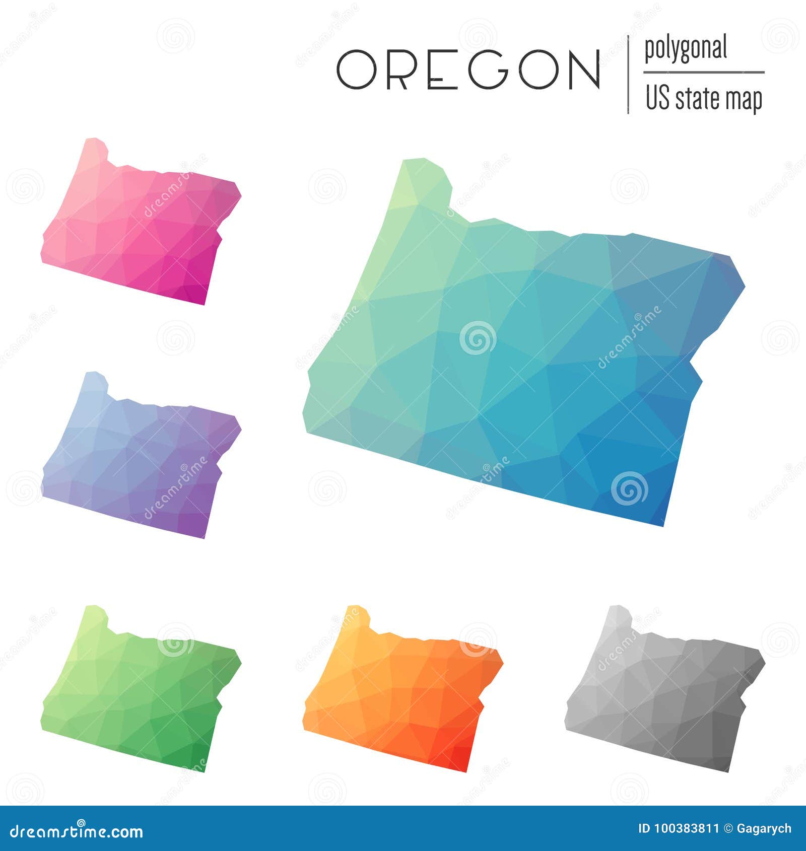 Grupo De Mapas Poligonais De Oregon Do Vetor Ilustração do Vetor ...