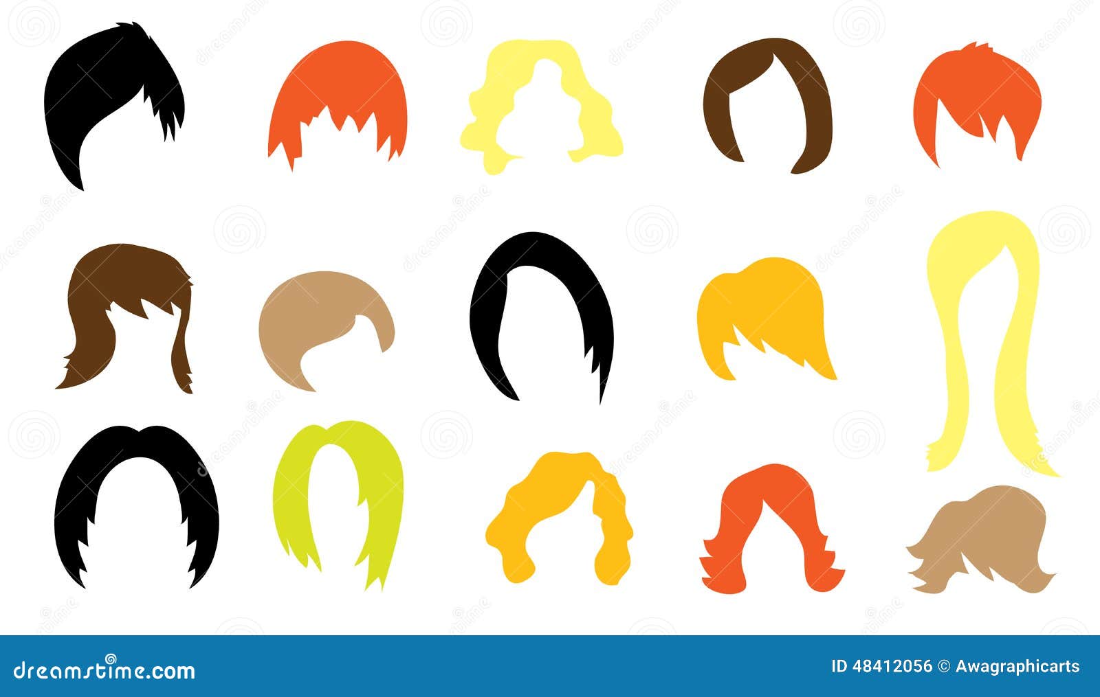 Grupo de perucas coloridas ilustração do vetor. Ilustração de fêmea ...