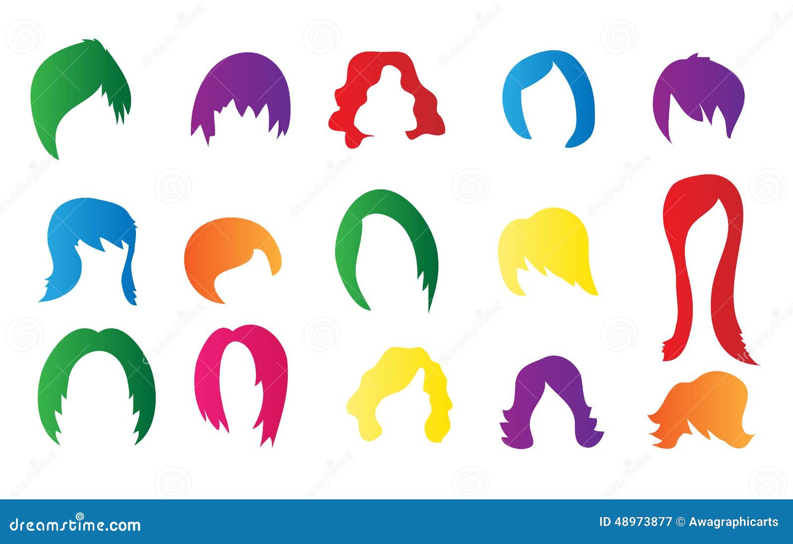 Grupo de perucas coloridas ilustração do vetor. Ilustração de ...