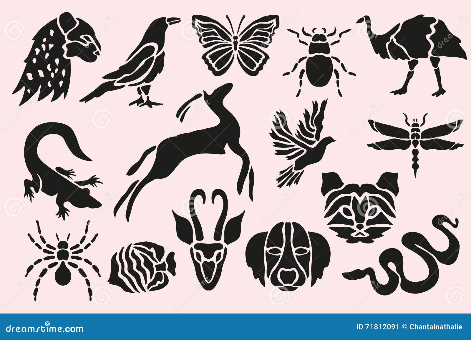 Grupo de símbolos animal ilustração do vetor. Ilustração de molde ...