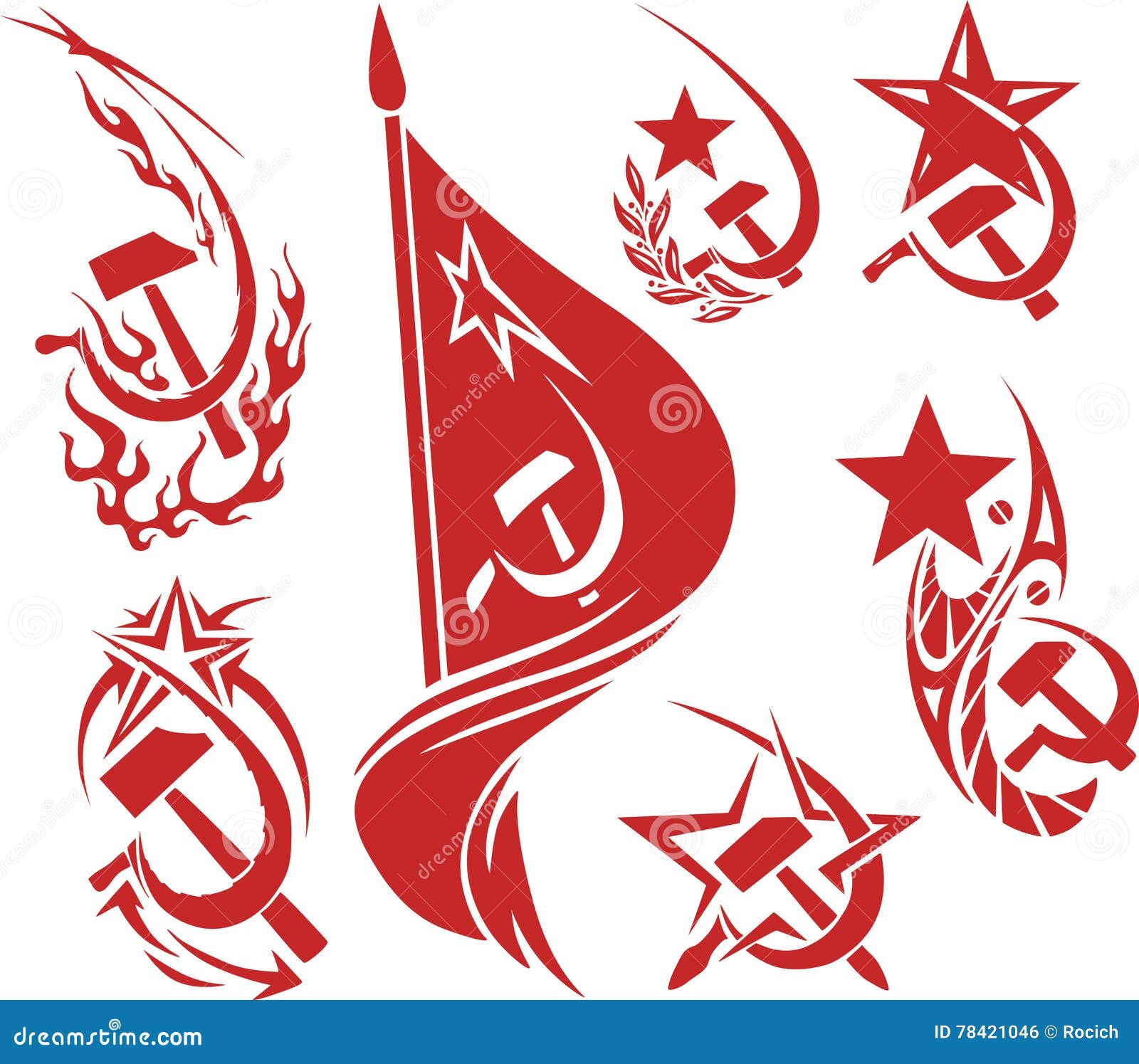 Grupo De Símbolos Do Soviete Da Cor Vermelha Ilustração do Vetor ...