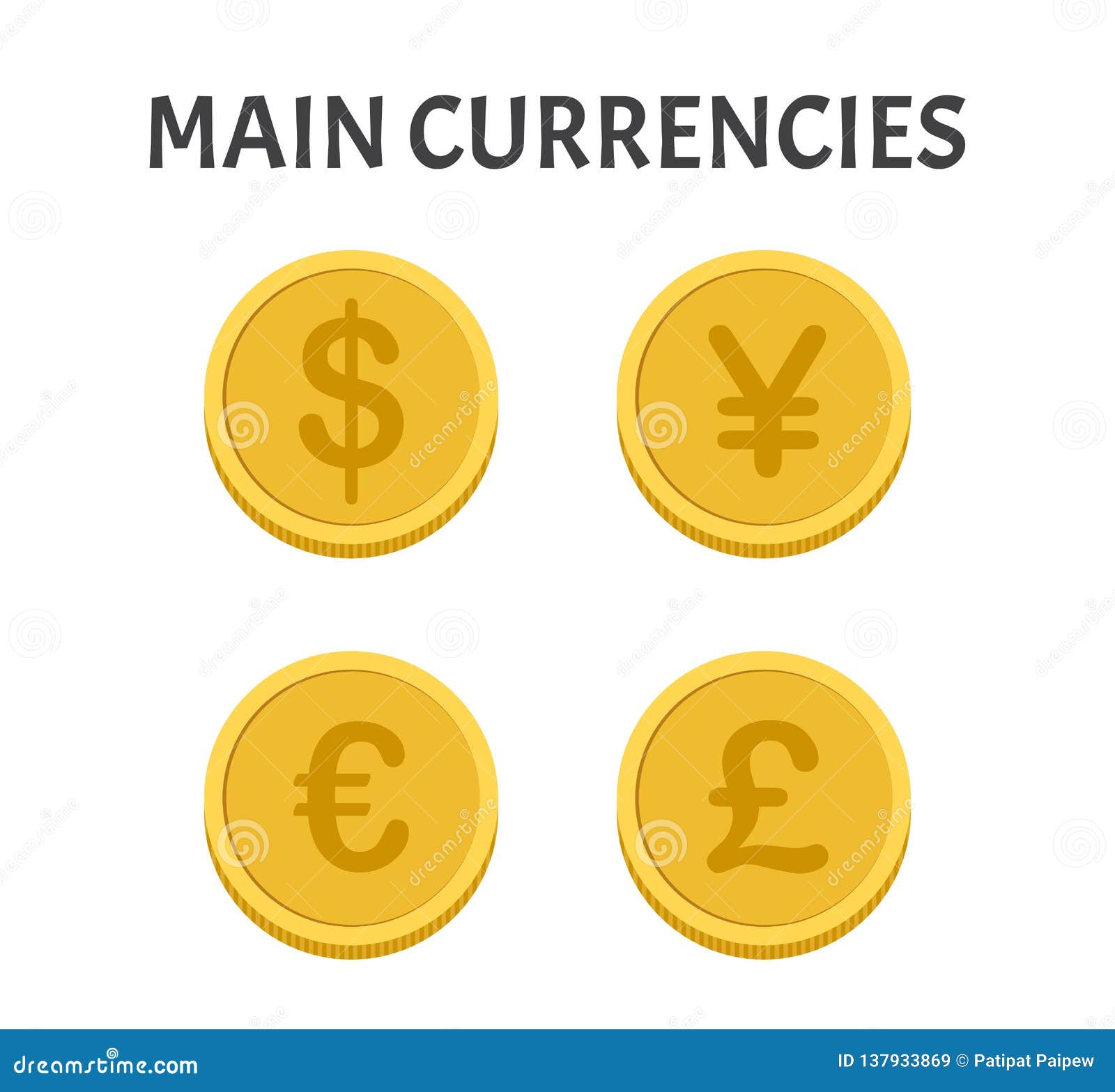 Grupo De Símbolos Principal Das Moedas Das Moedas Ilustração do Vetor ...