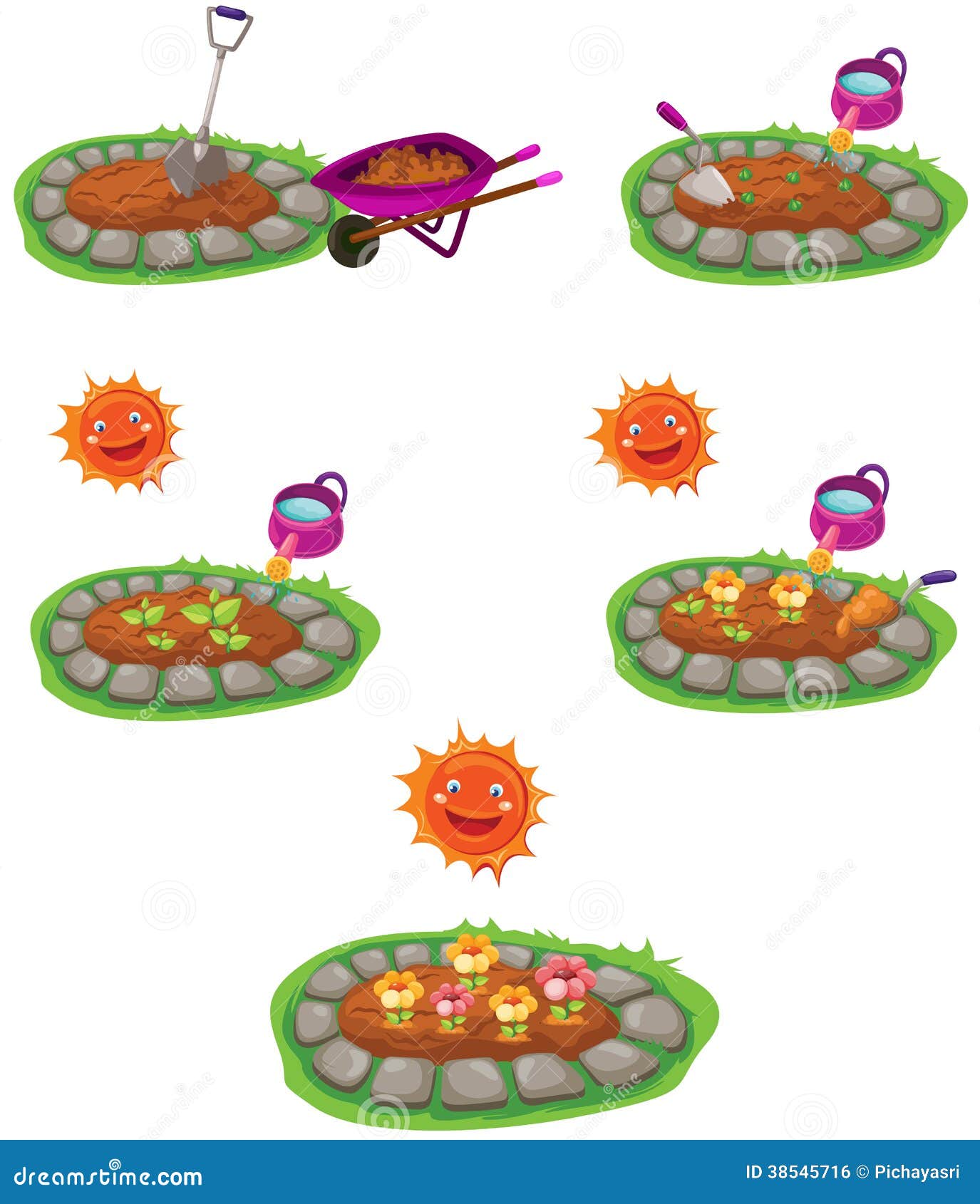 Grupo de semear flores ilustração do vetor. Ilustração de naughty ...