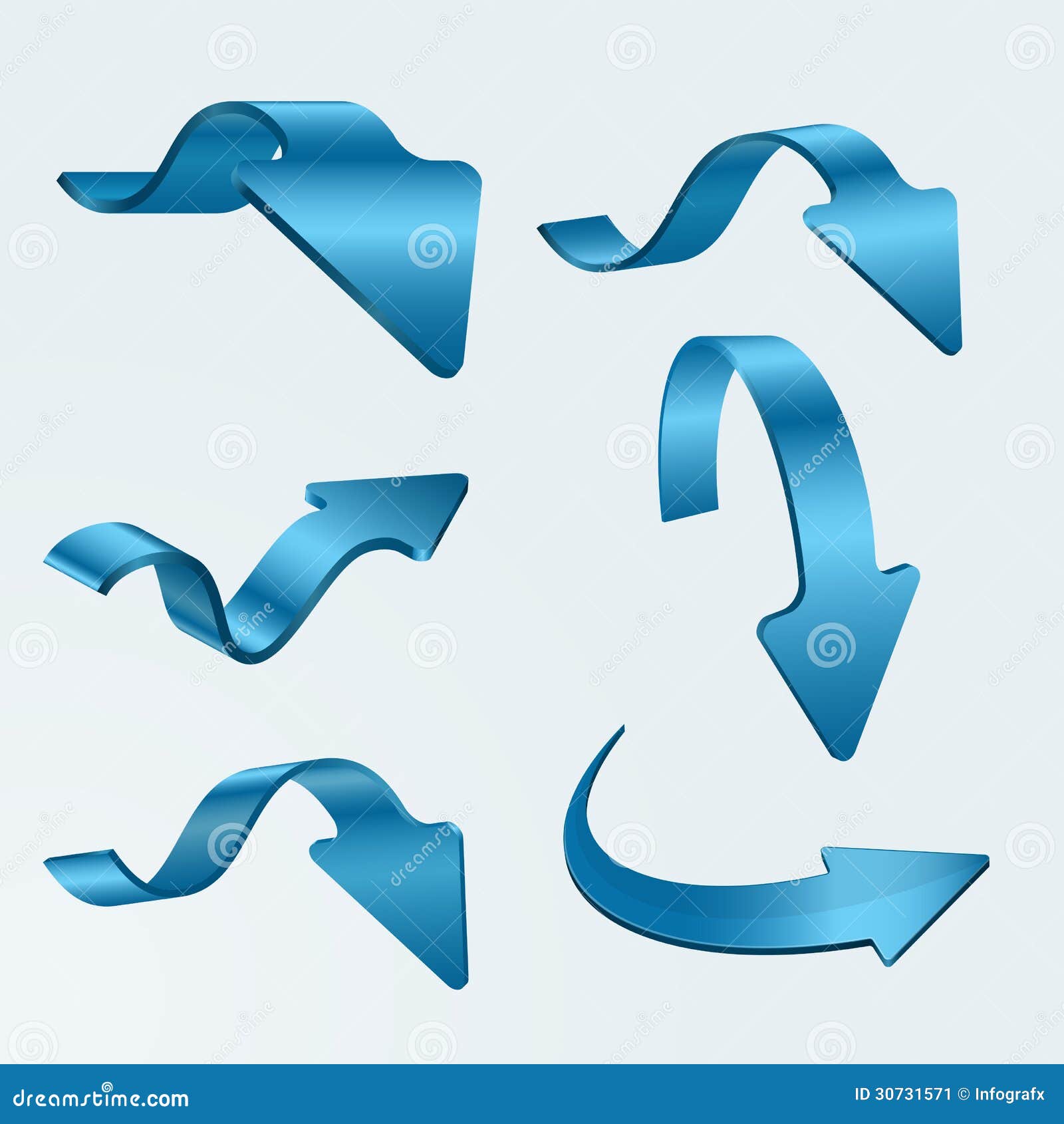 Grupo de setas do azul 3D ilustração do vetor. Ilustração de curva ...