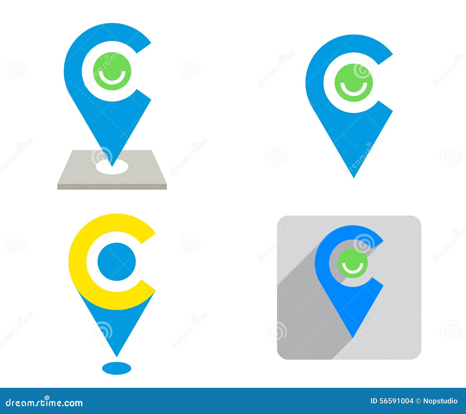 Grupo De Sinal Azul E Amarelo Do Lugar Ilustração do Vetor - Ilustração ...