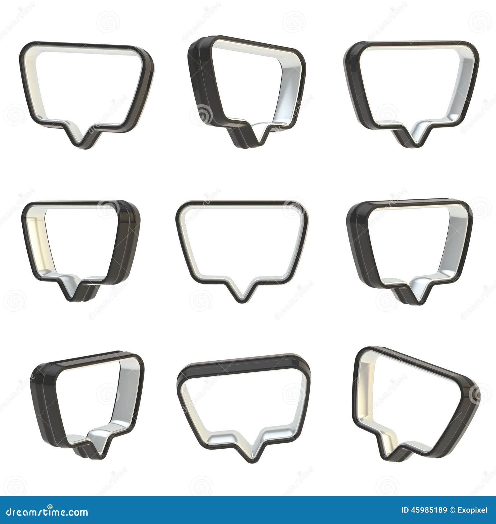 Grupo Dimensional Da Forma Da Bolha Do Texto Ilustração Stock ...