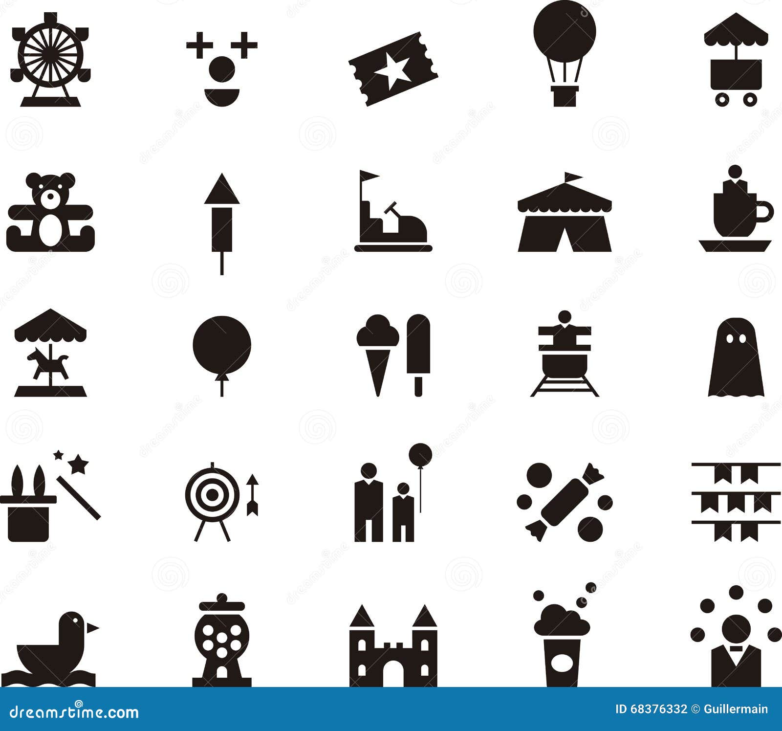 Grupo Do ícone Do Parque De Diversões Ilustração do Vetor - Ilustração ...