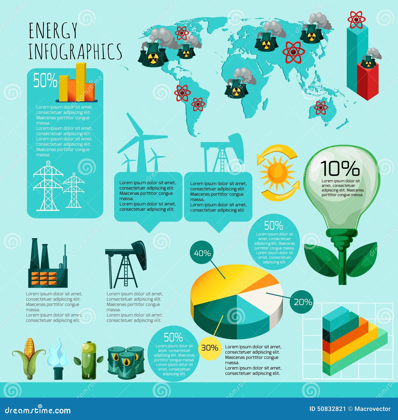 Grupo Do Infographics Da Energia Ilustração do Vetor - Ilustração de ...