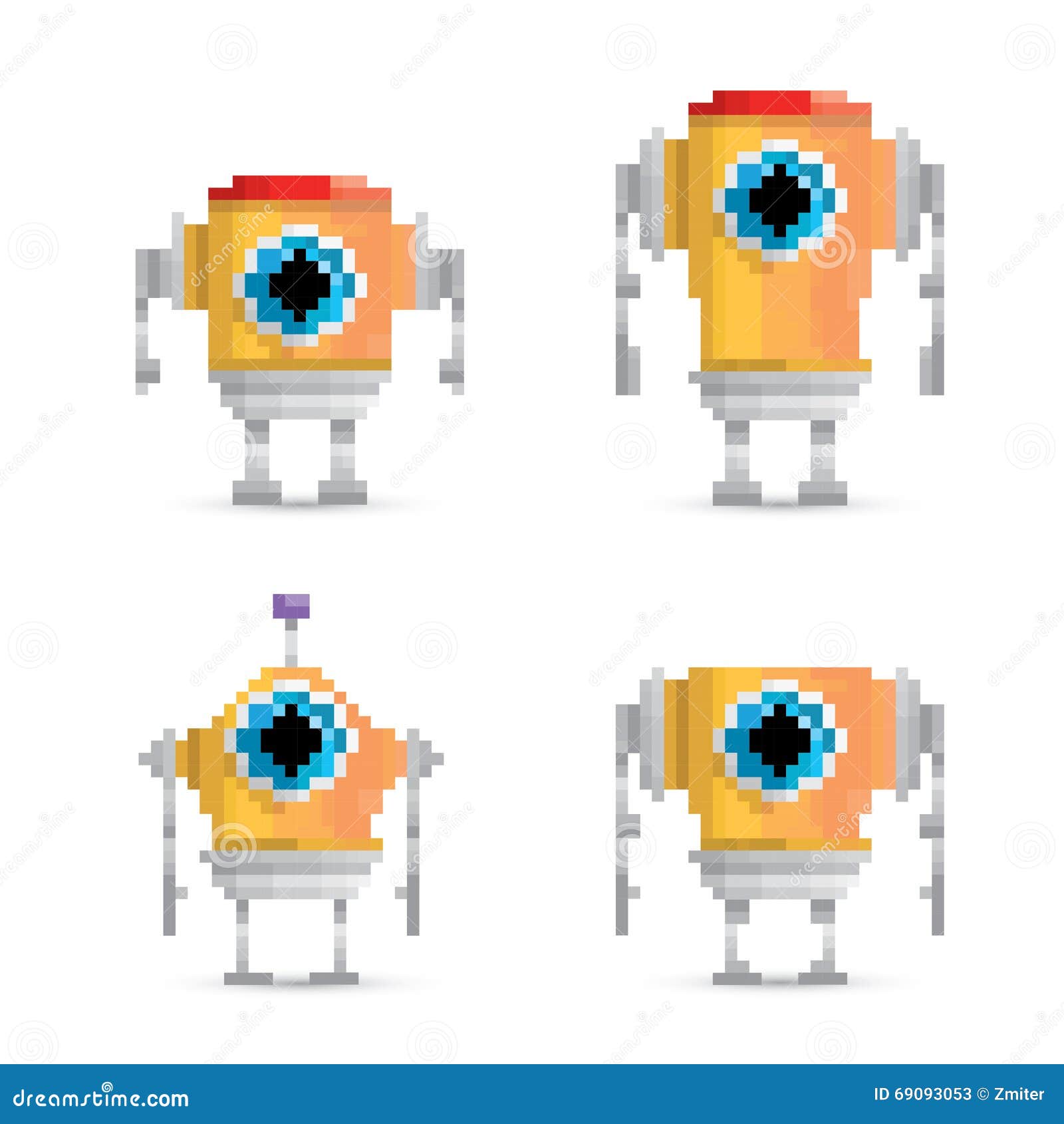 Grupo Do Robô Do Estilo Do Pixel Ilustração do Vetor - Ilustração de ...