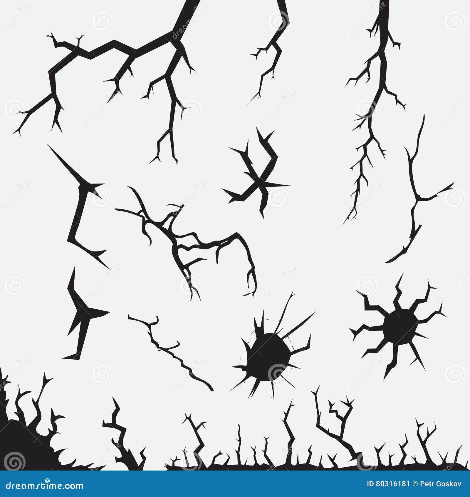 Grupo Do Vetor Da Quebra Da Terra, Silhuetas Ilustração do Vetor ...