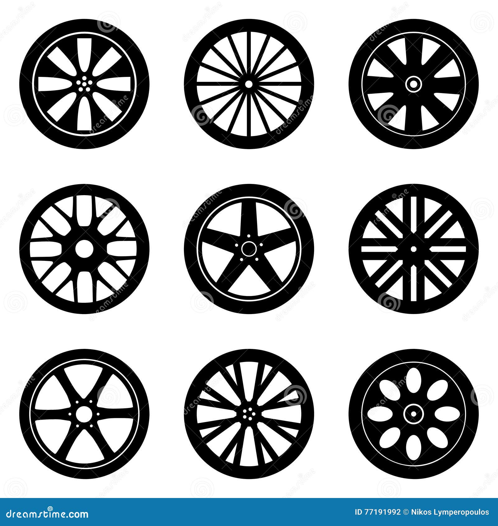 Grupo Do Vetor Das Bordas Da Roda Ilustração Stock - Ilustração de roda ...