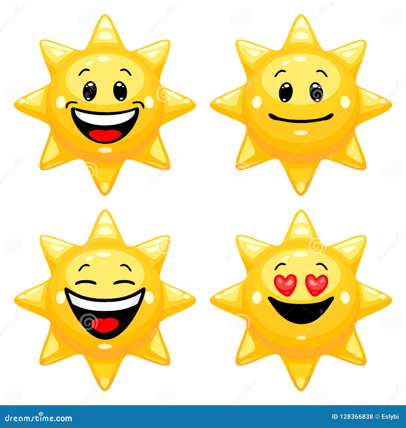 Grupo Do Vetor De Emoticons Do Sol Ilustração do Vetor - Ilustração de ...