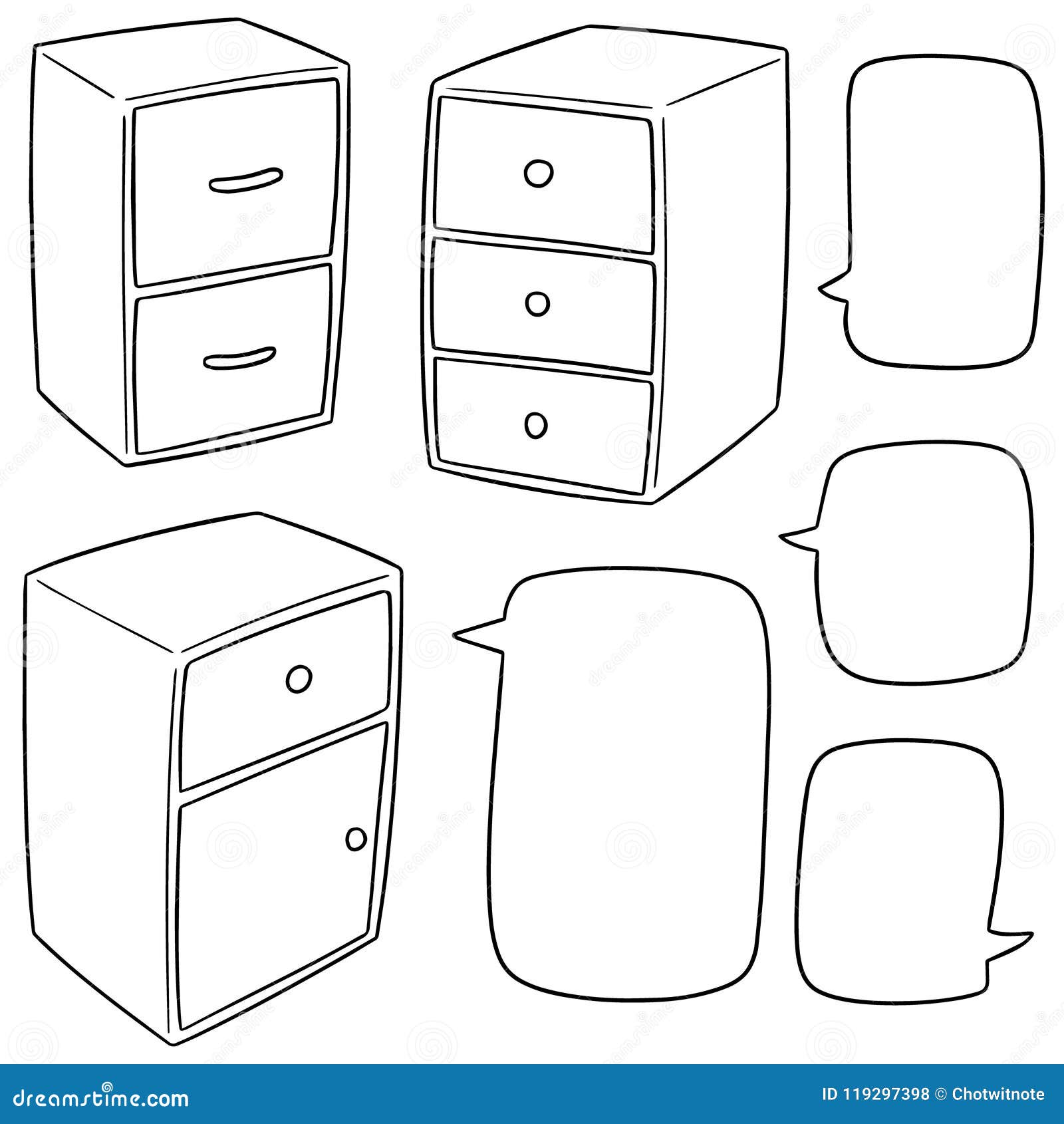 Grupo do vetor de gaveta ilustração do vetor. Ilustração de rabisco ...