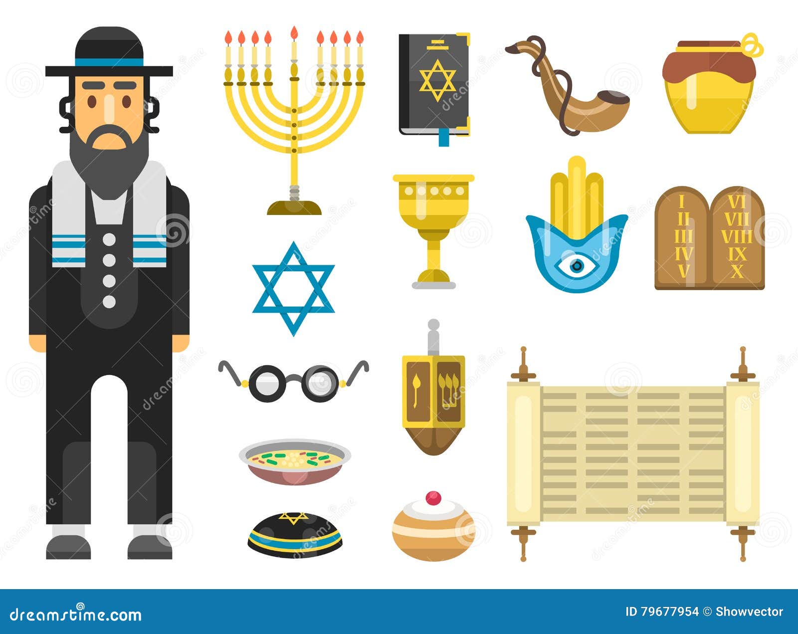 Grupo Do Vetor Dos ícones Do Judeu Ilustração do Vetor - Ilustração de ...