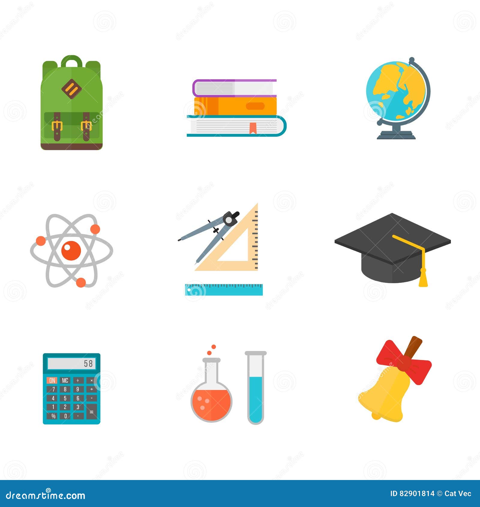 Grupo Do Vetor Dos Símbolos Da Escola Ilustração do Vetor - Ilustração ...