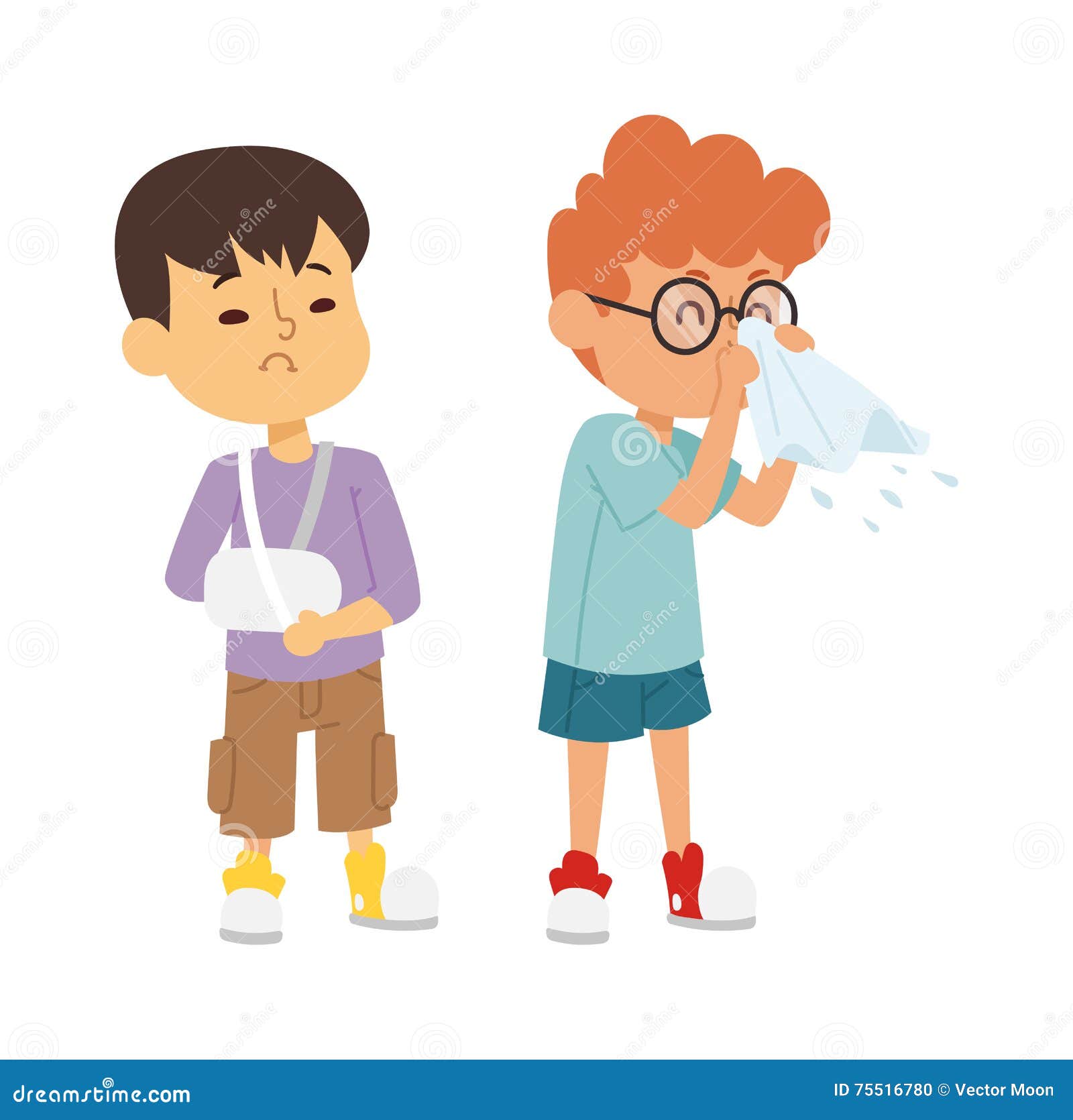 Grupo Doente Do Vetor Das Crianças Ilustração do Vetor - Ilustração de ...