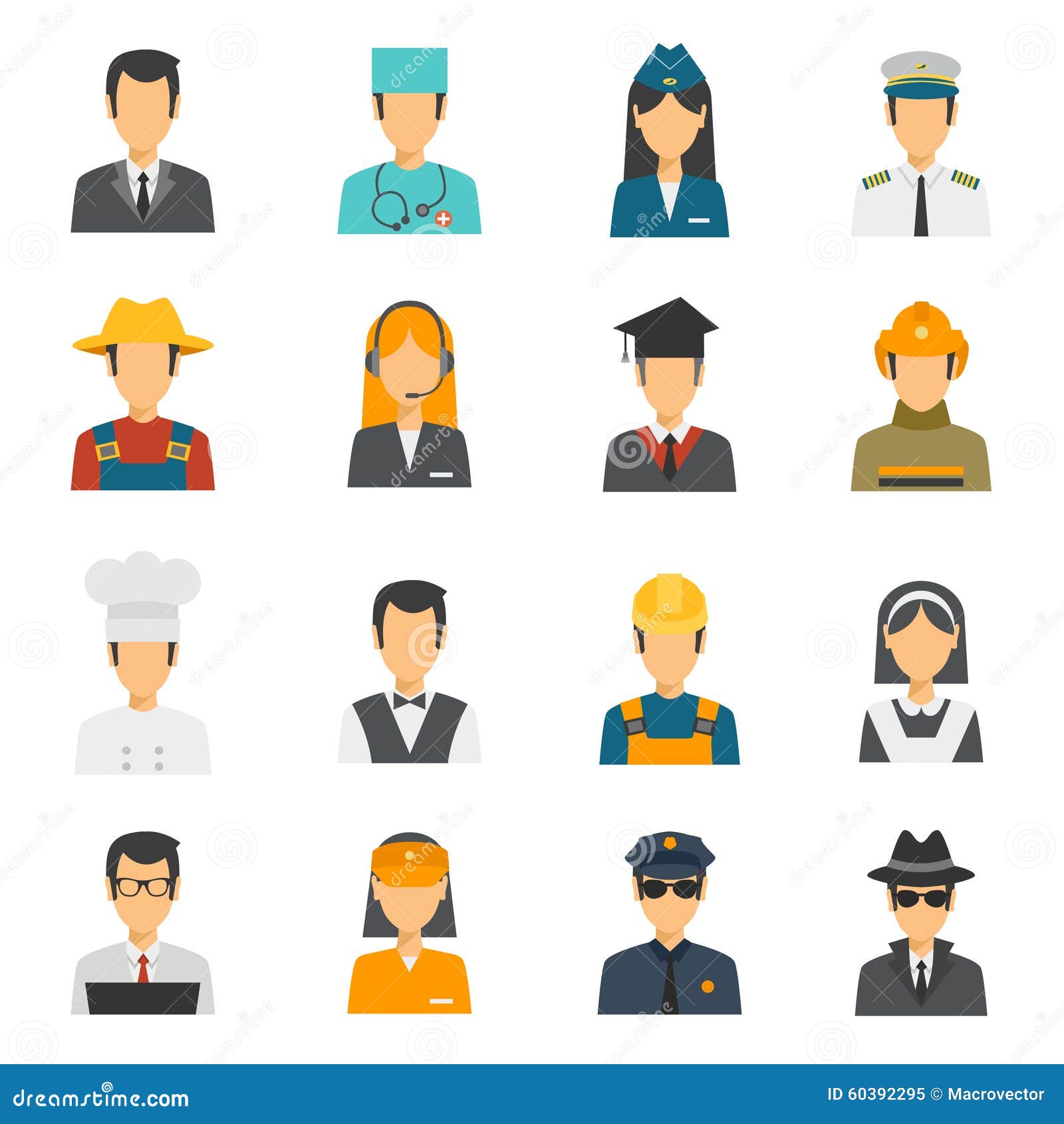 Grupo Liso Da Profissão Do Avatar Ilustração do Vetor - Ilustração de ...