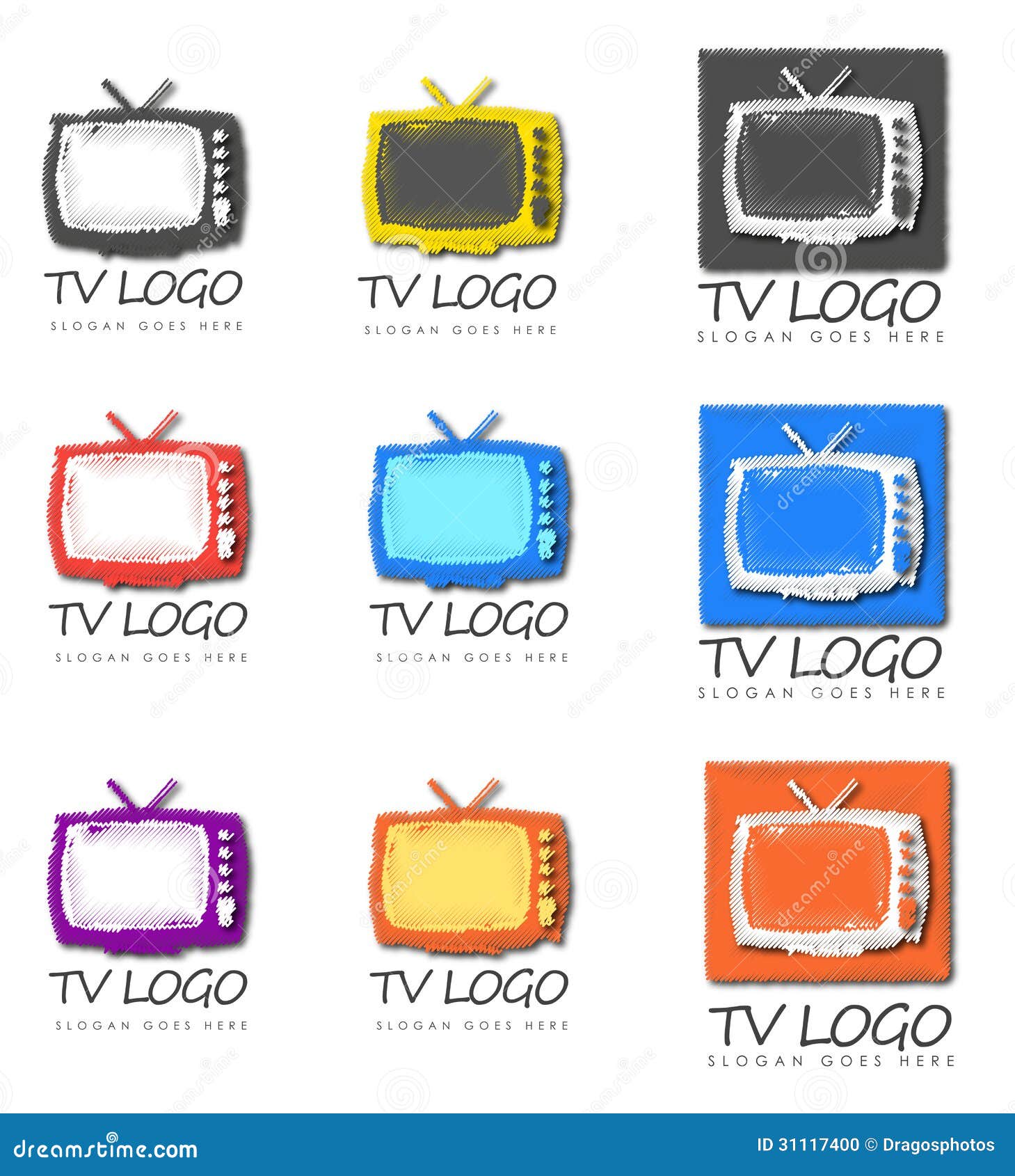 Grupp Av Television Logo Designs Vektor Illustrationer - Illustration ...