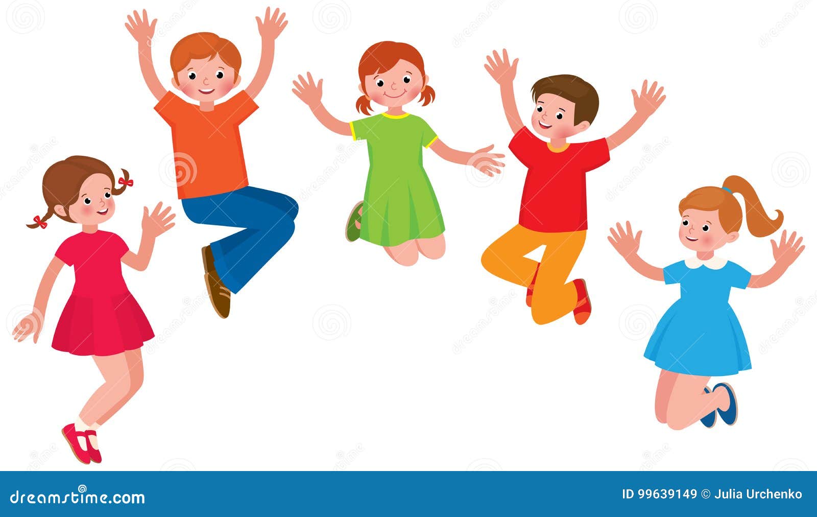 Gruppe Nette Kinder in Einem Sprung Vektor Abbildung - Illustration von ...