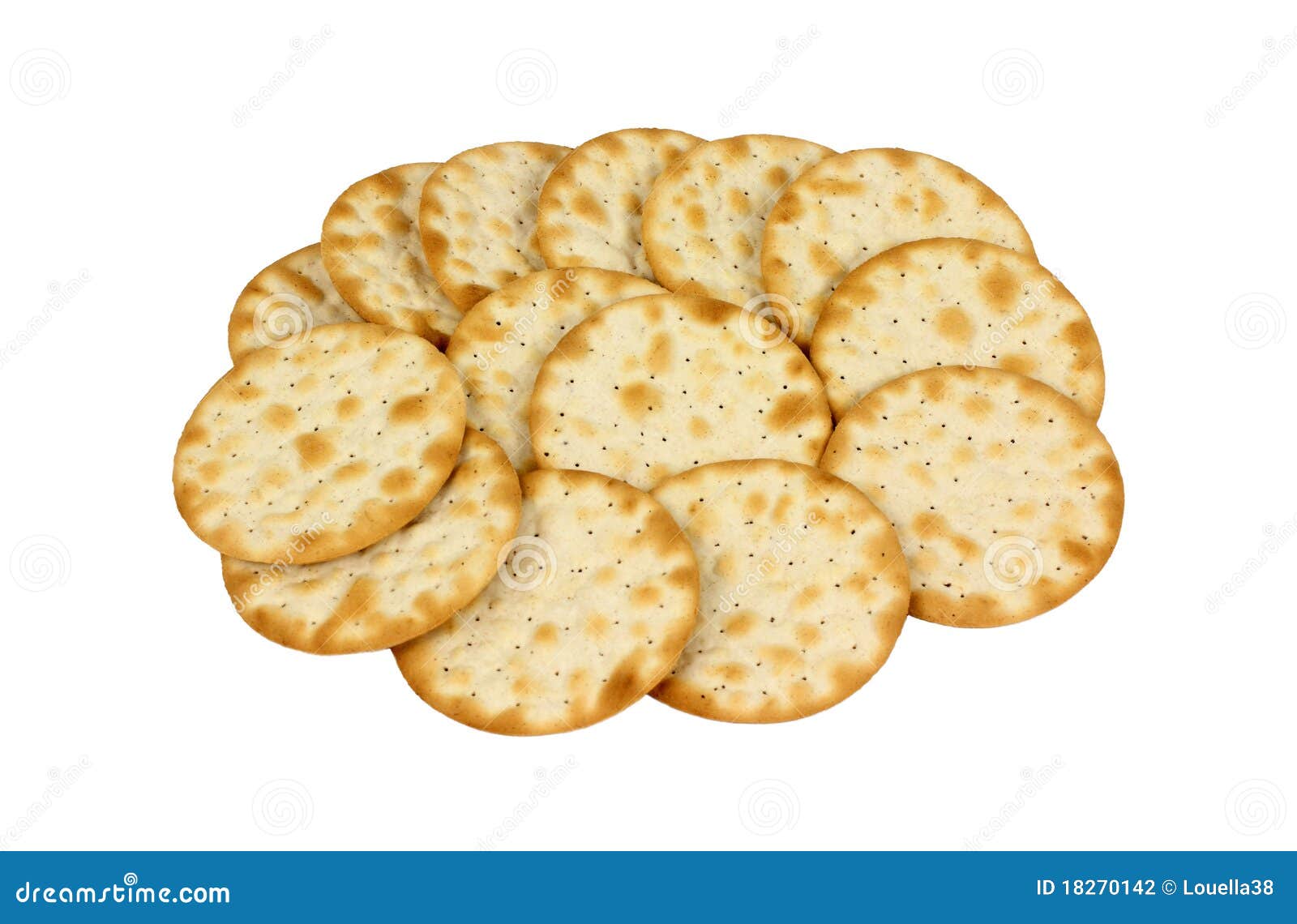 Gruppe runde dünne Cracker stockfoto. Bild von getrennt - 18270142