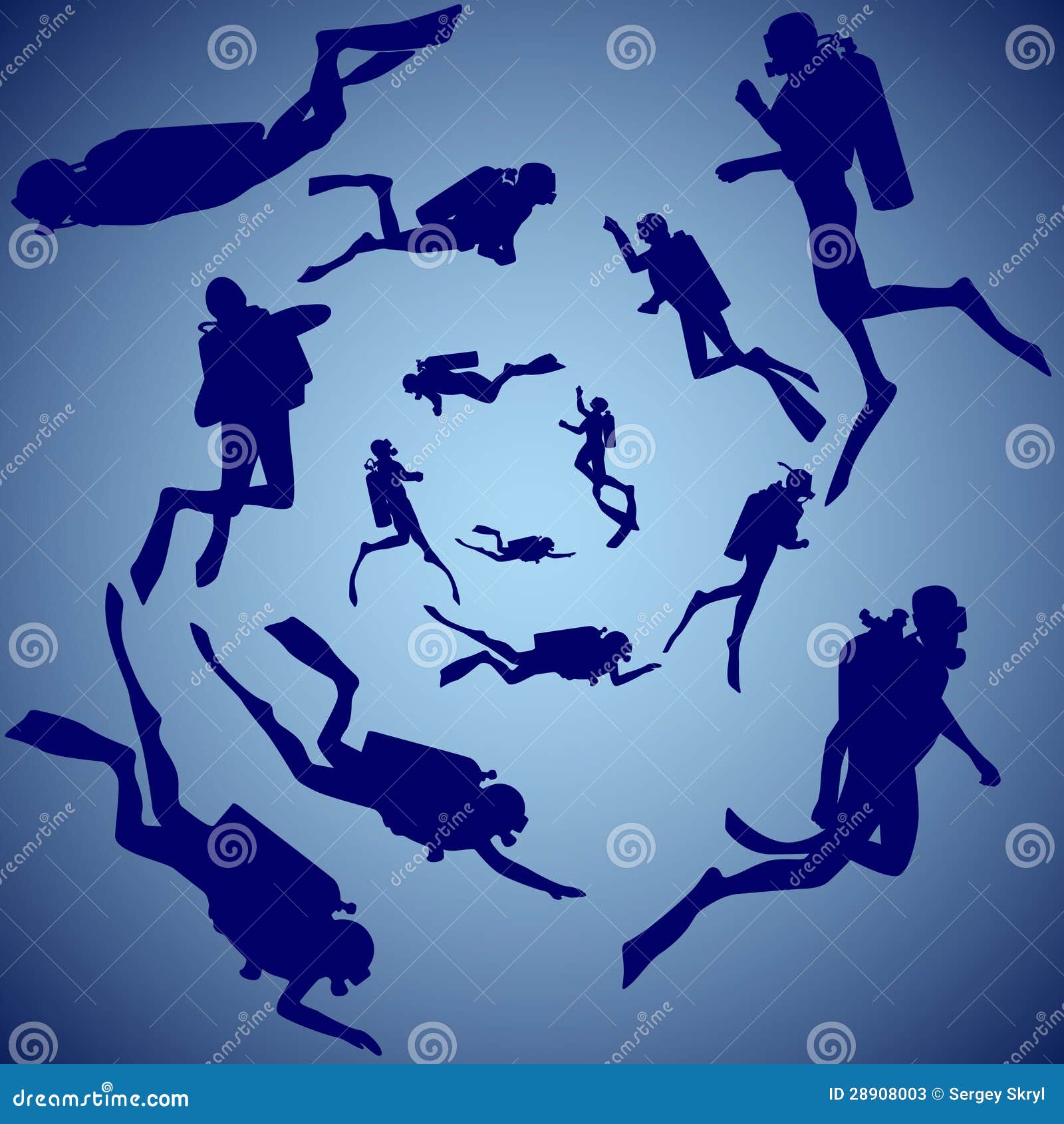 Gruppe Taucher vektor abbildung. Illustration von wasser - 28908003