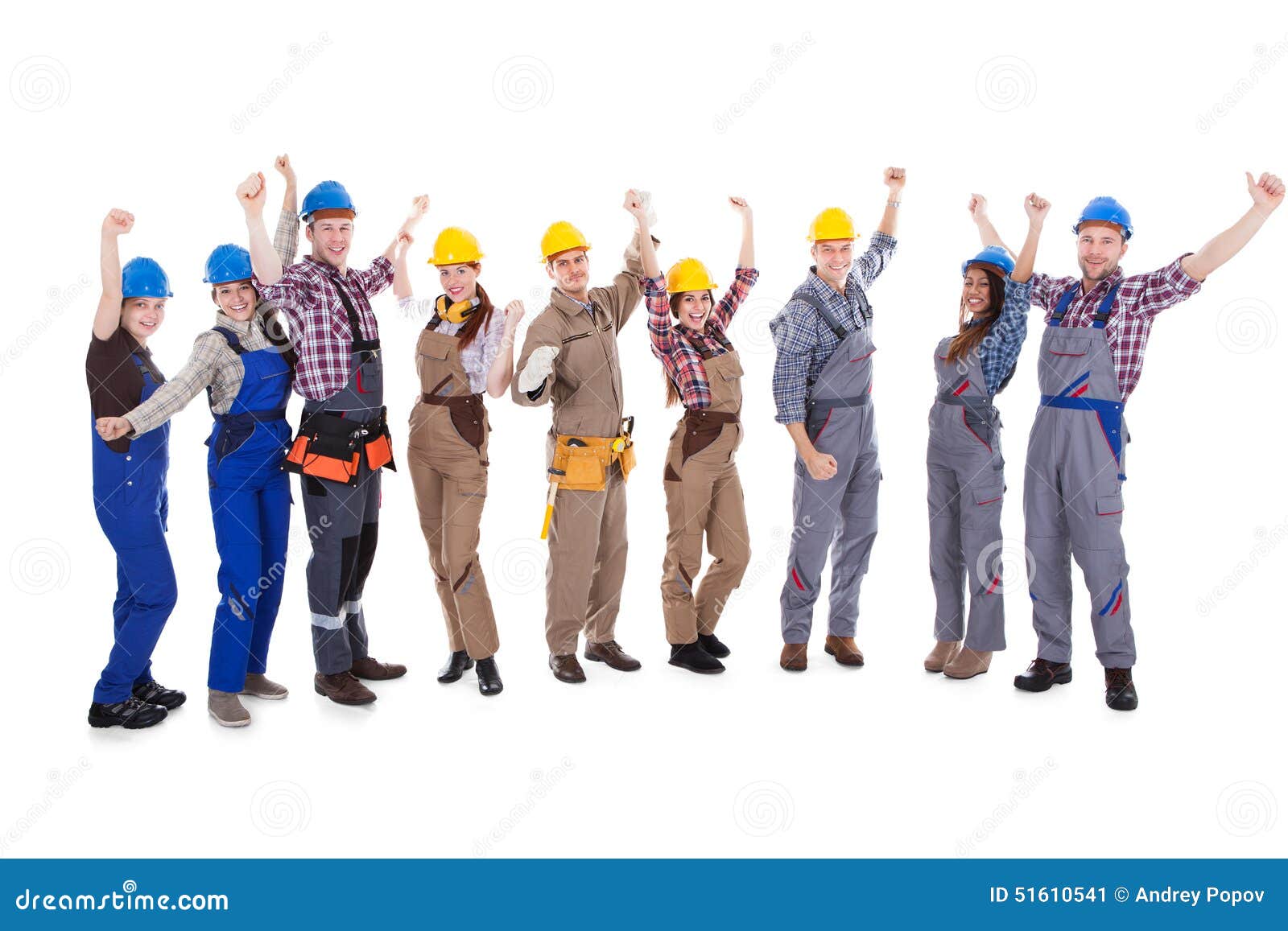 Gruppe Zujubelnde Handwerker Stockbild - Bild von industriell, hände ...