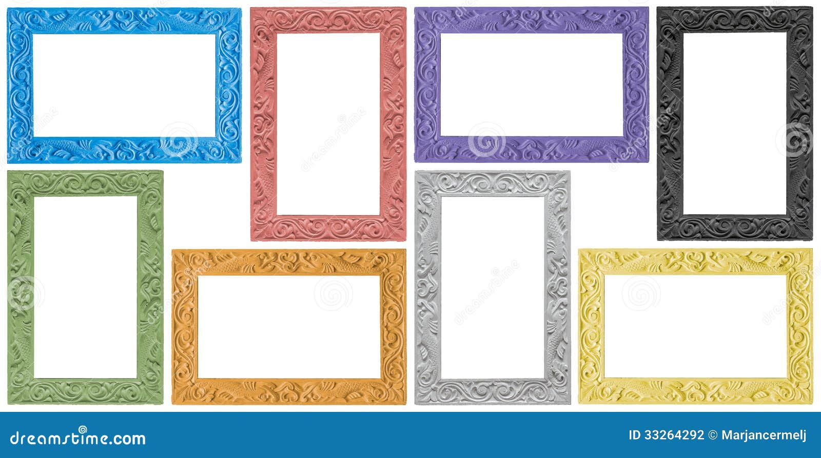 Gruppo Antico Elegante Di Cornici Colorate Fotografia Stock - Immagine ...