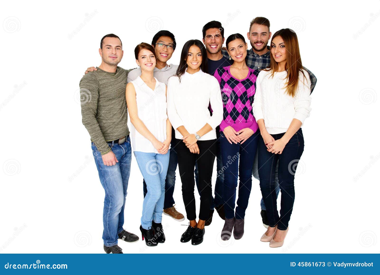Gruppo Di Amici Sorridenti Che Stanno Insieme Immagine Stock - Immagine ...