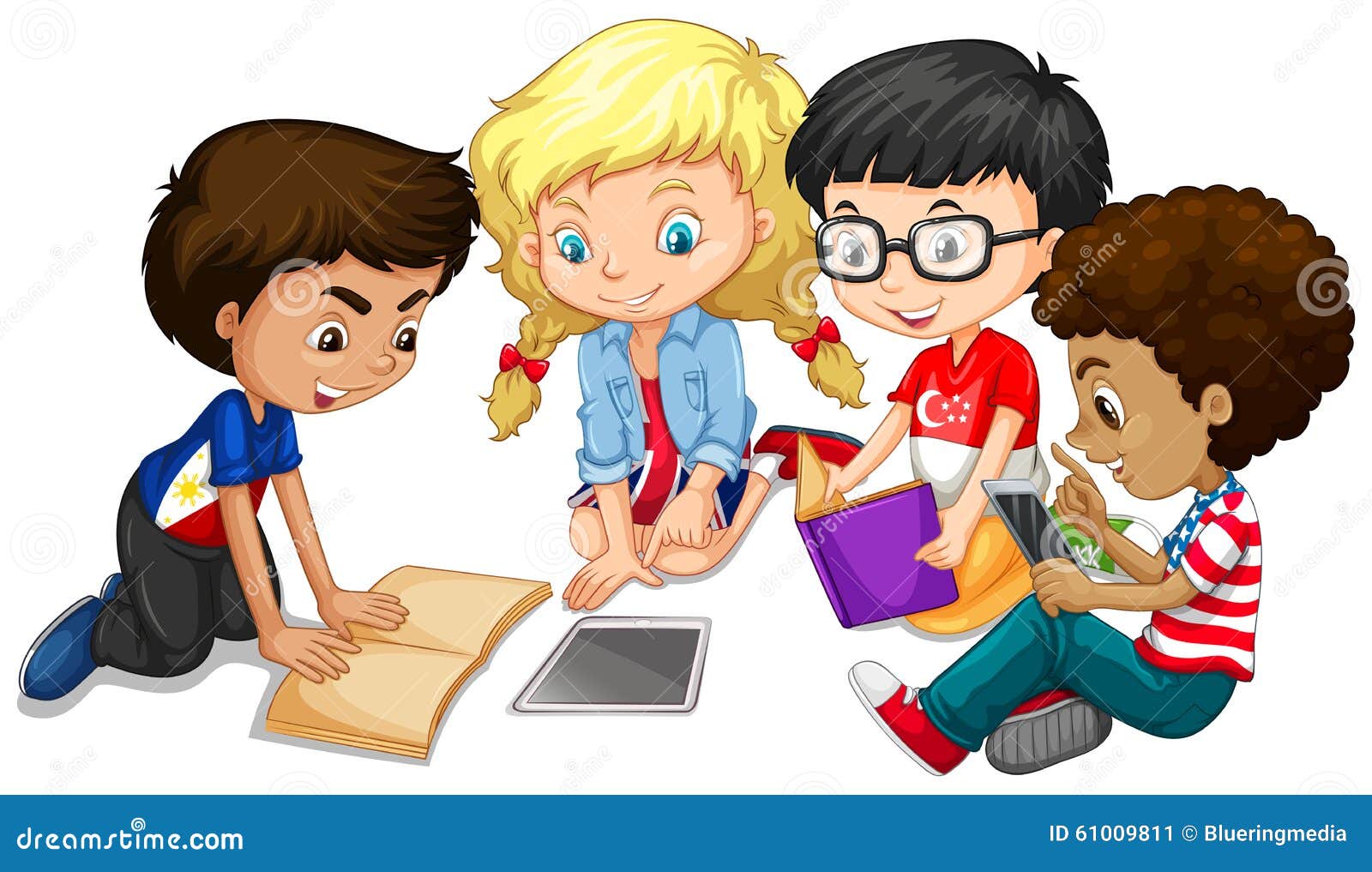 Gruppo Di Bambini Che Fanno Compito Illustrazione Vettoriale ...