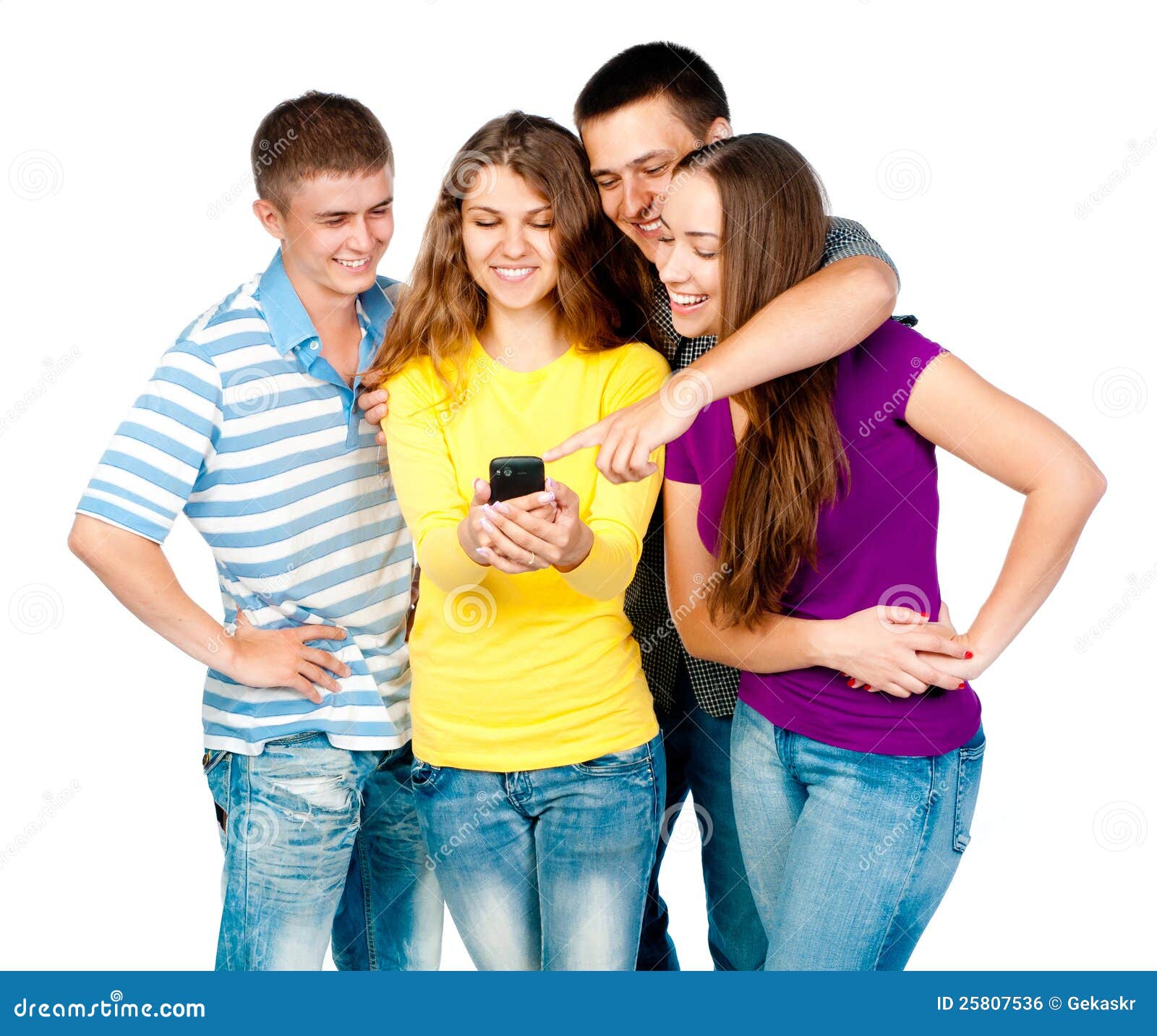 Gruppo Di Giovani Con Il Telefono Fotografia Stock - Immagine di ...