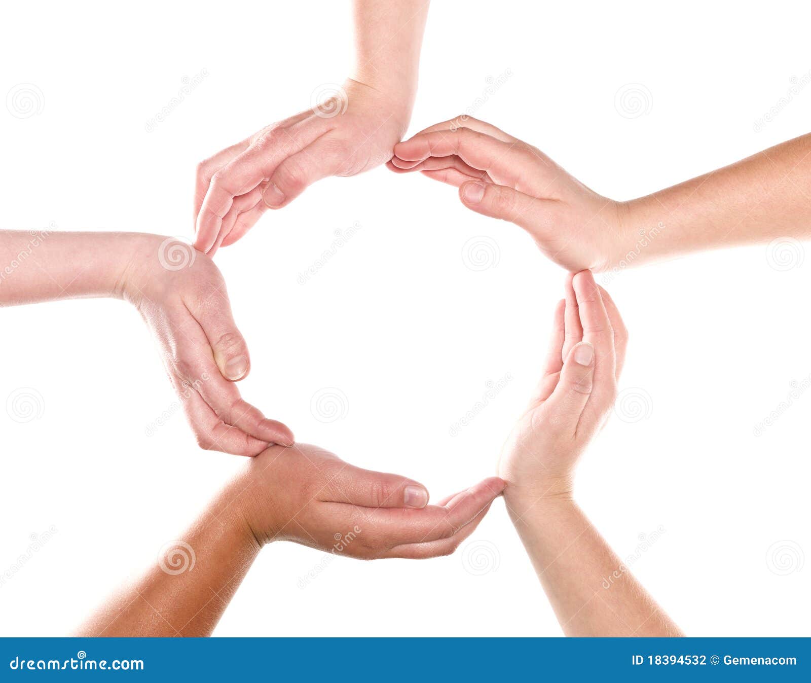 Gruppo Di Mani Che Formano Un Cerchio Fotografia Stock - Immagine di ...