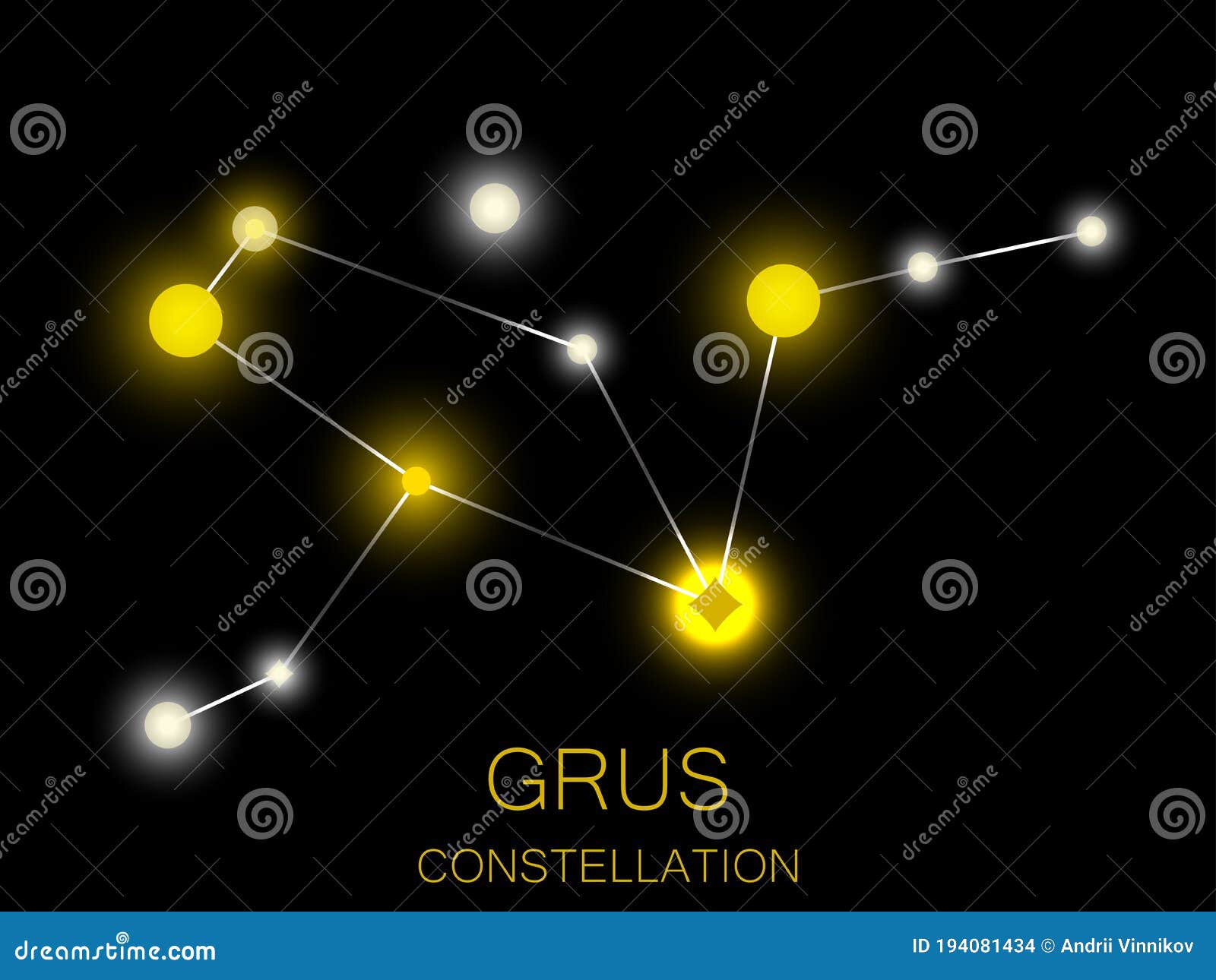 Grus Constellation. Starry Night Sky. Cluster Of Stars And Galaxies ...