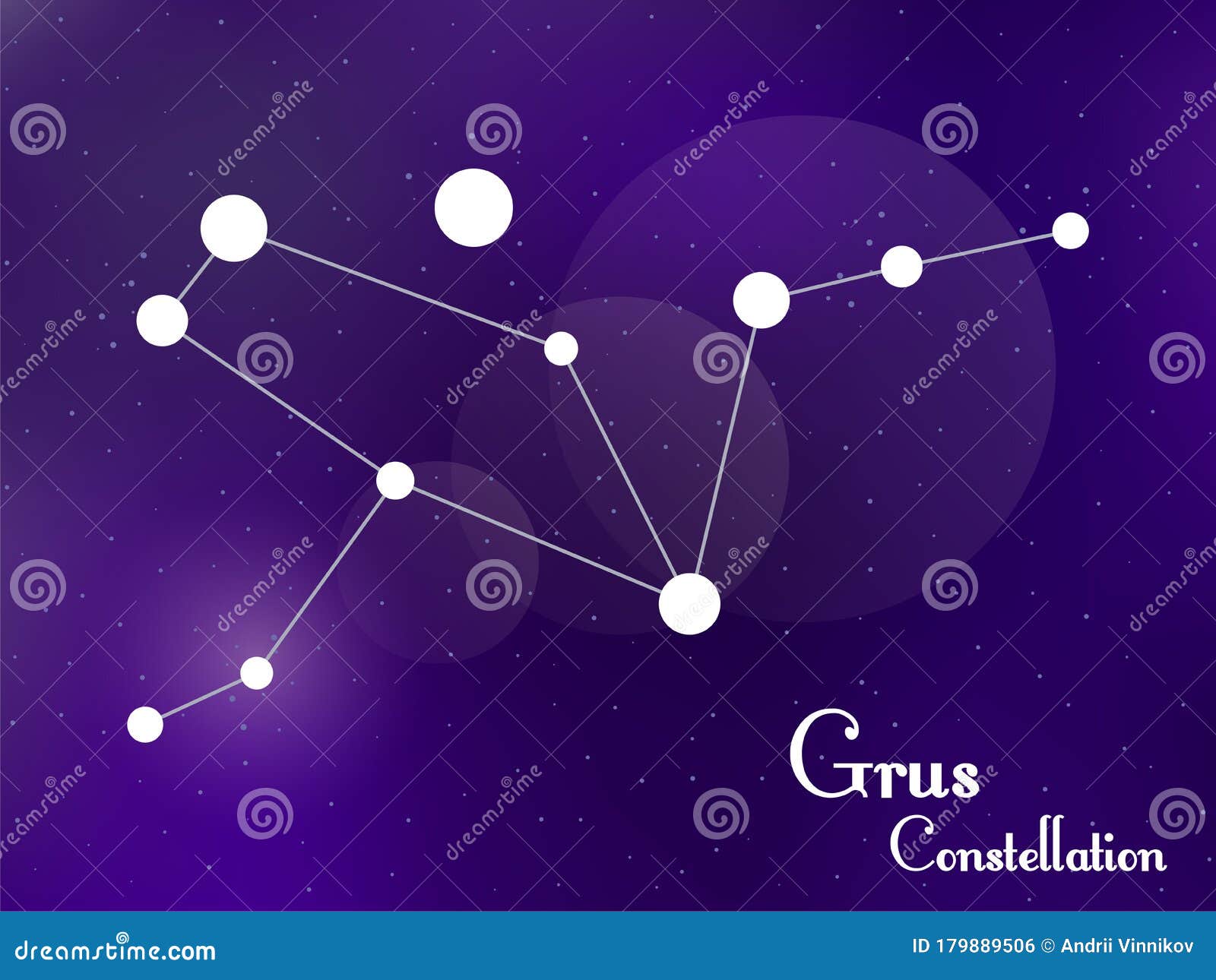 Grus Constellation. Starry Night Sky. Cluster Of Stars And Galaxies ...